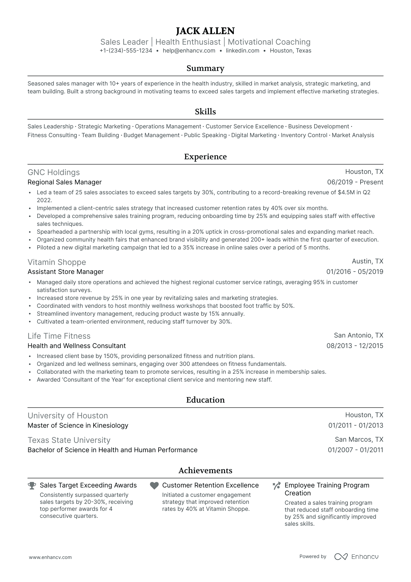 5 Fitness General Manager Resume Examples & Guide for 2024