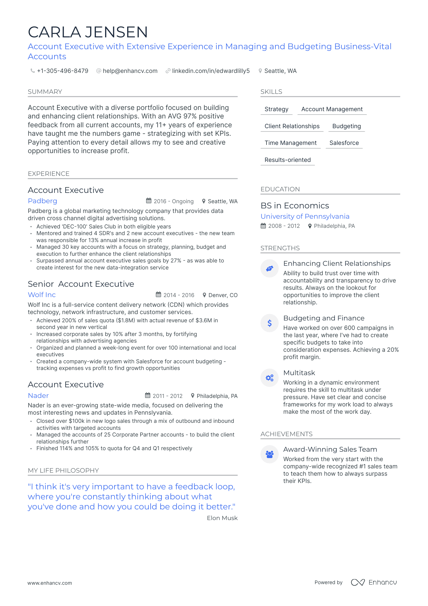 Account Executive Resume Examples & Guide for 2023 (Layout, Skills ...