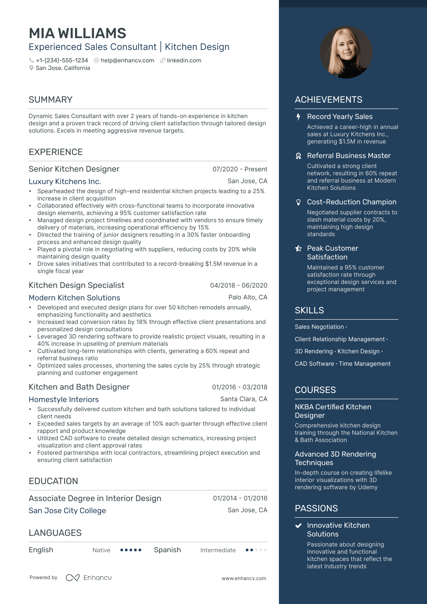 5 Kitchen Designer Resume Examples & Guide for 2024