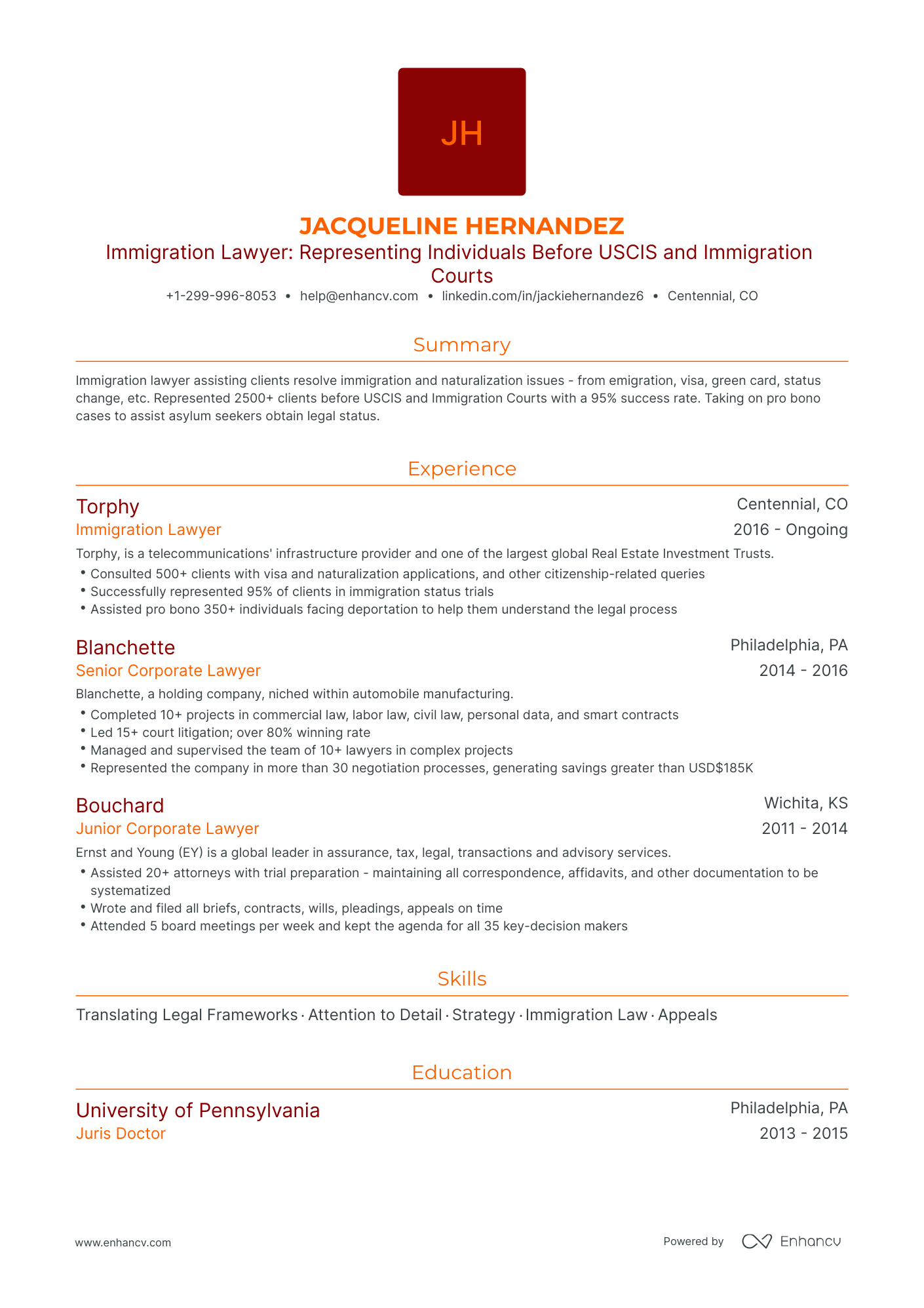 5 Immigration Lawyer Resume Examples & Guide for 2023