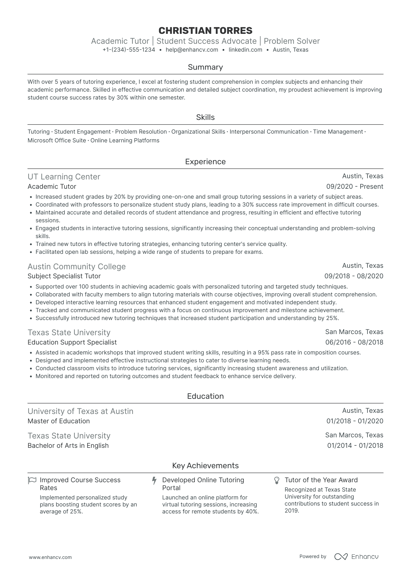 16 Tutor Resume Examples & Guide for 2026