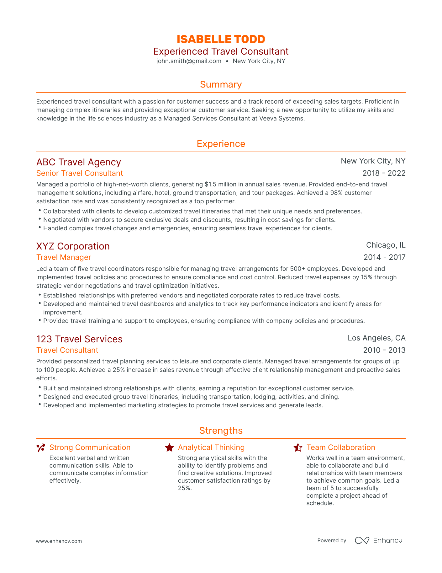 Travel Consultant Resume Examples & Guide for 2023
