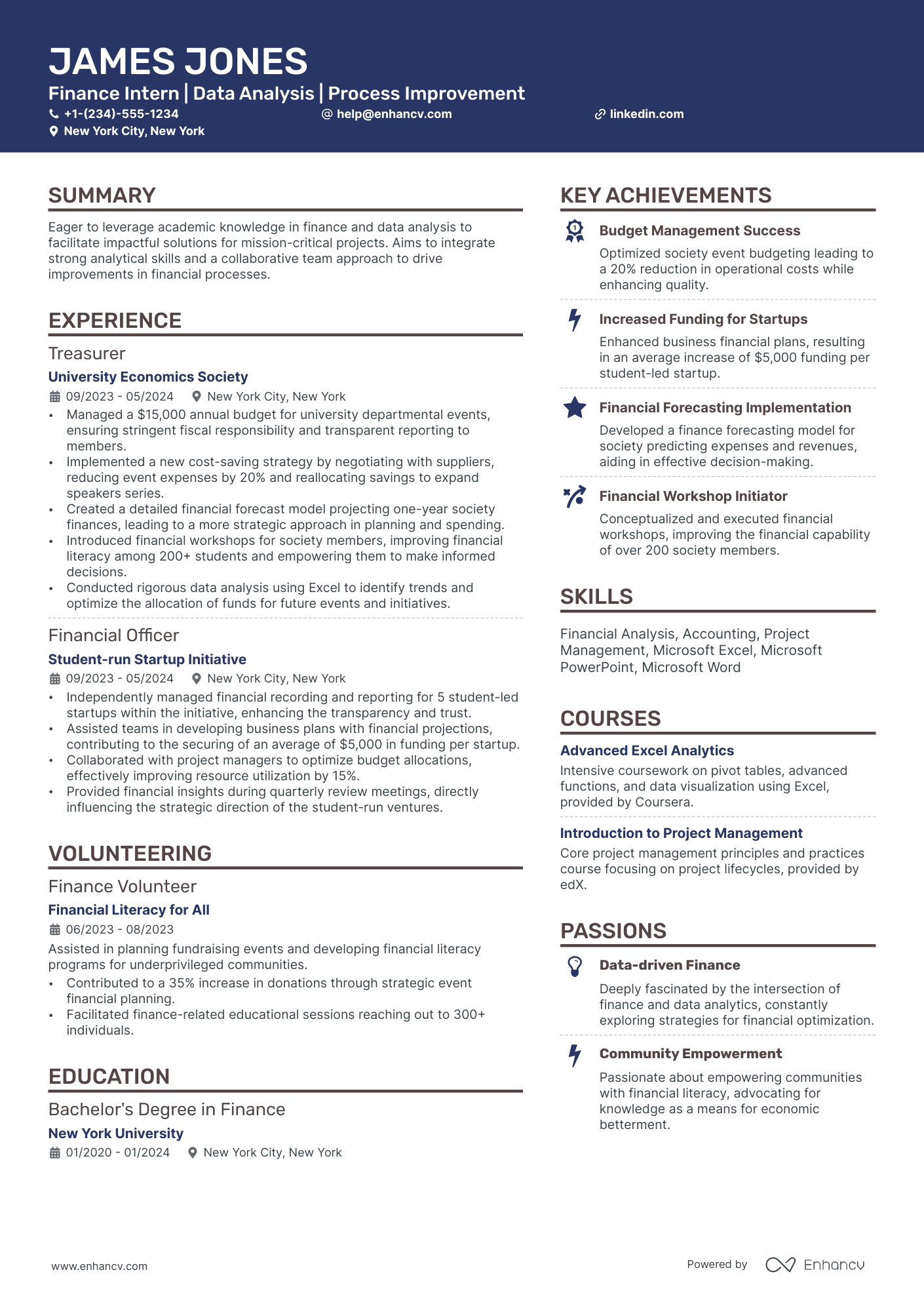 10 Finance Intern Resume Examples With 10/10 Score In 2025