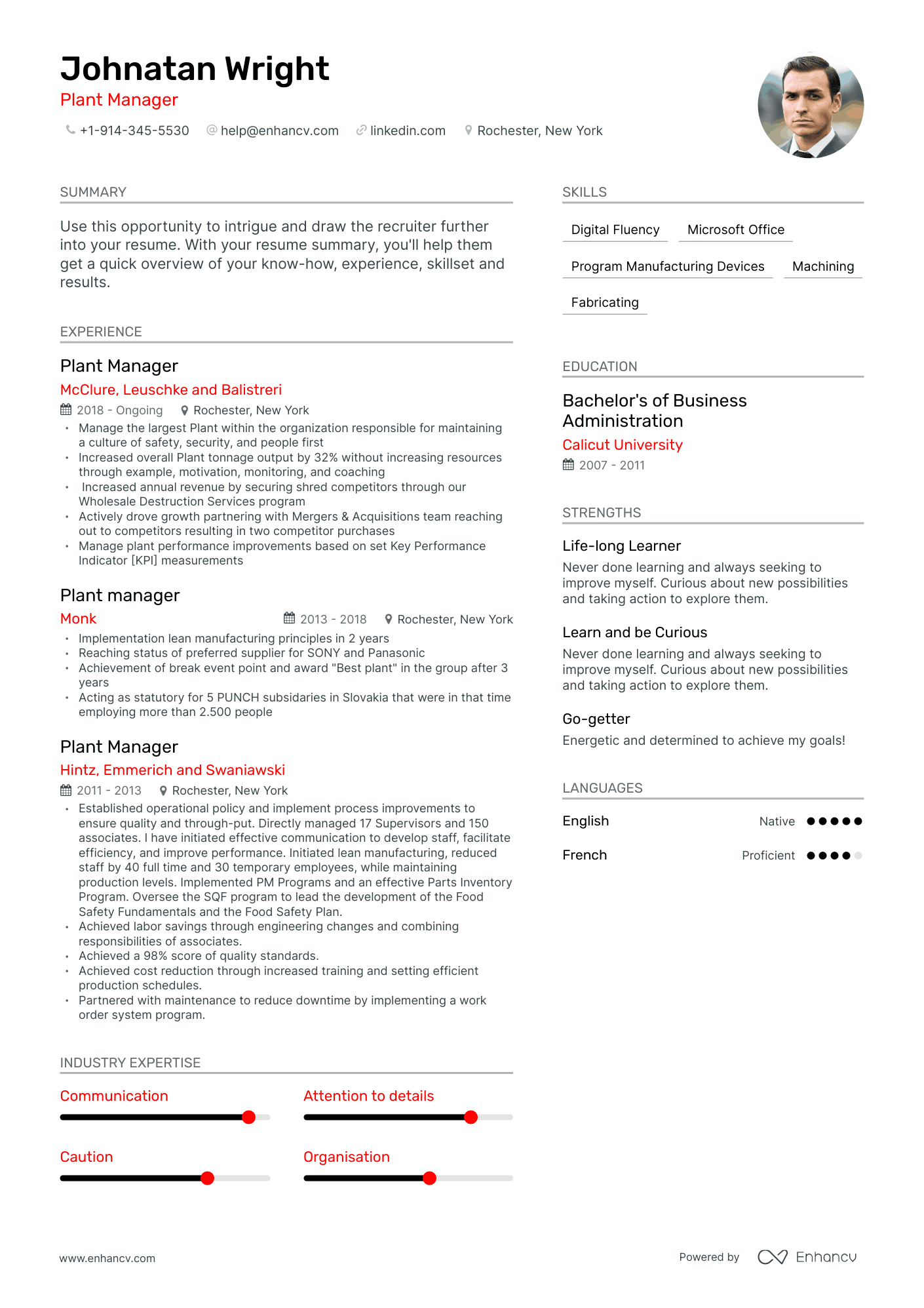 Plant Manager Resume Examples & Guide for 2023 (Layout, Skills ...