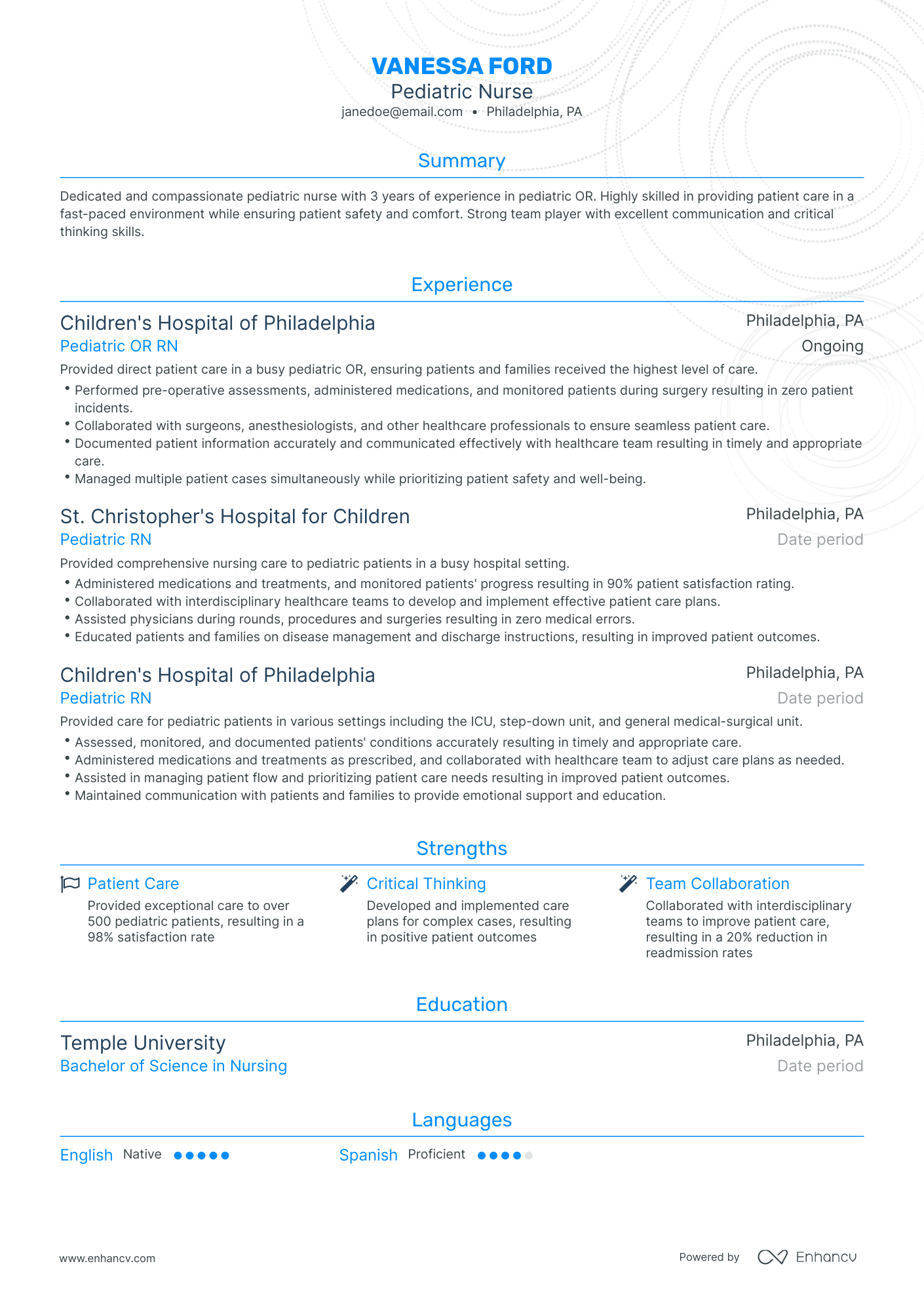 5 Pediatric Nurse Resume Examples & Guide for 2024