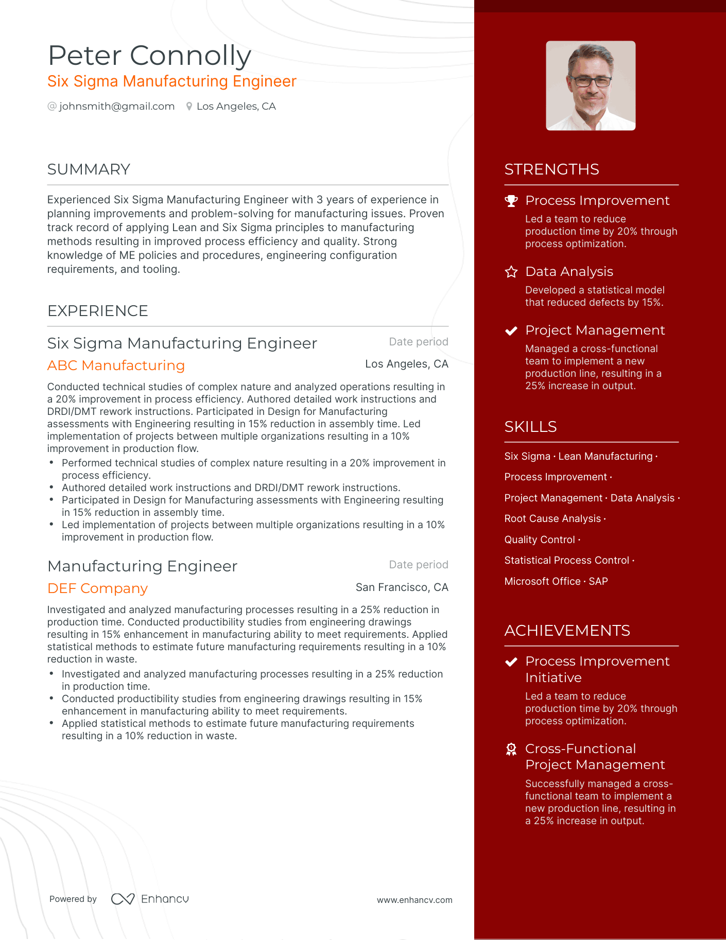 5 Six Sigma Resume Examples & Guide for 2024