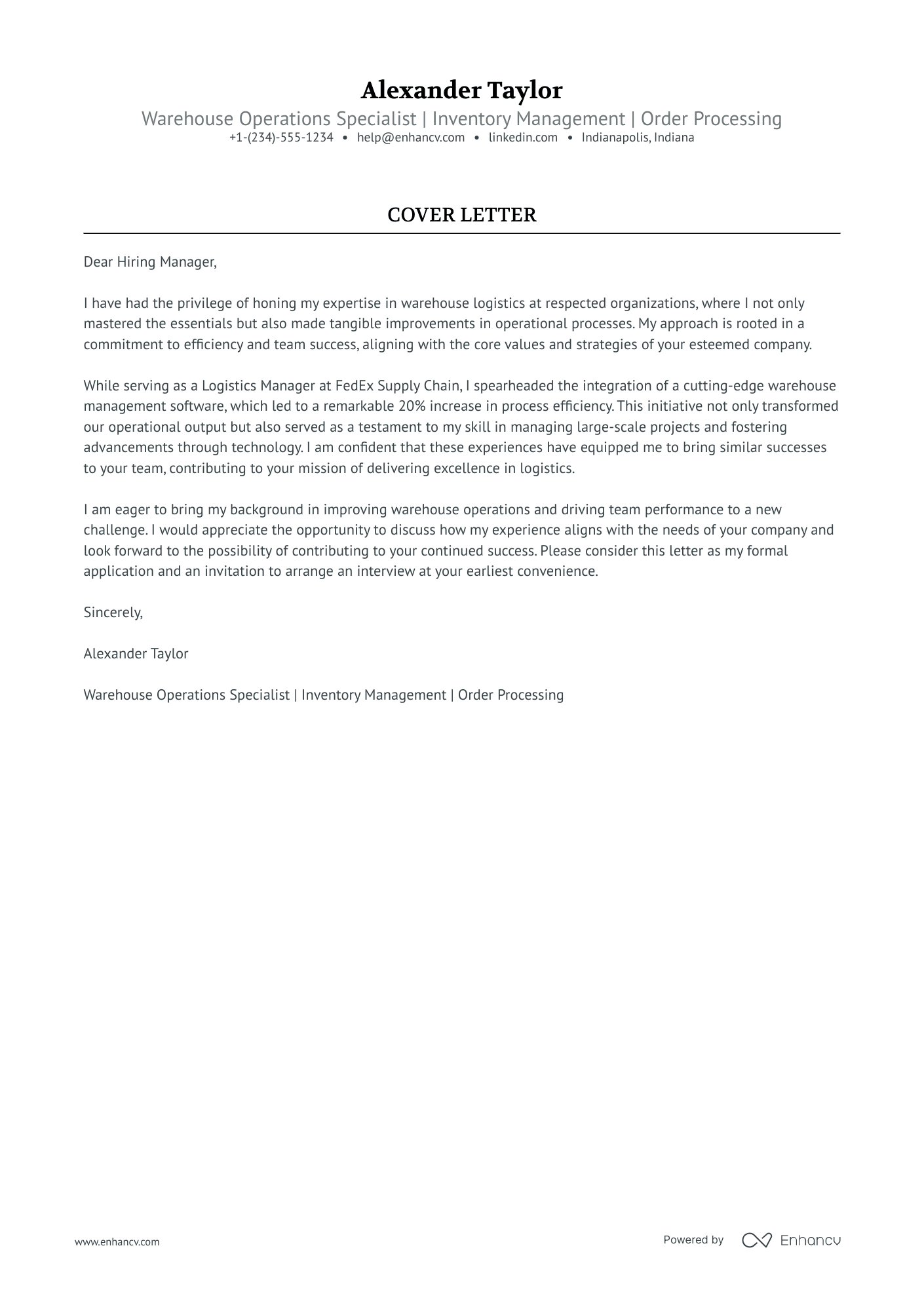 10 Professional Warehouse Worker Cover Letter Examples and Template for ...
