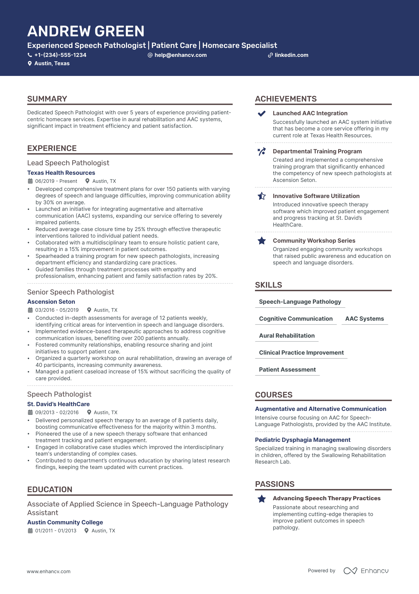 5 Speech Pathologist Resume Examples & Guide for 2025