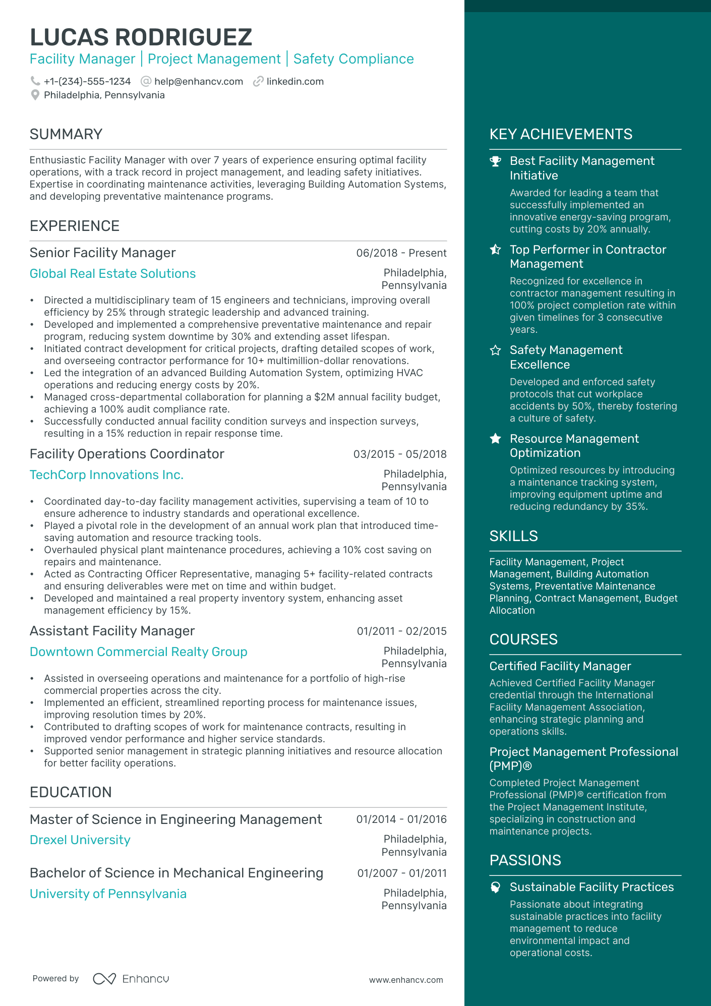 10 Facility Manager Resume Examples & Guide for 2026