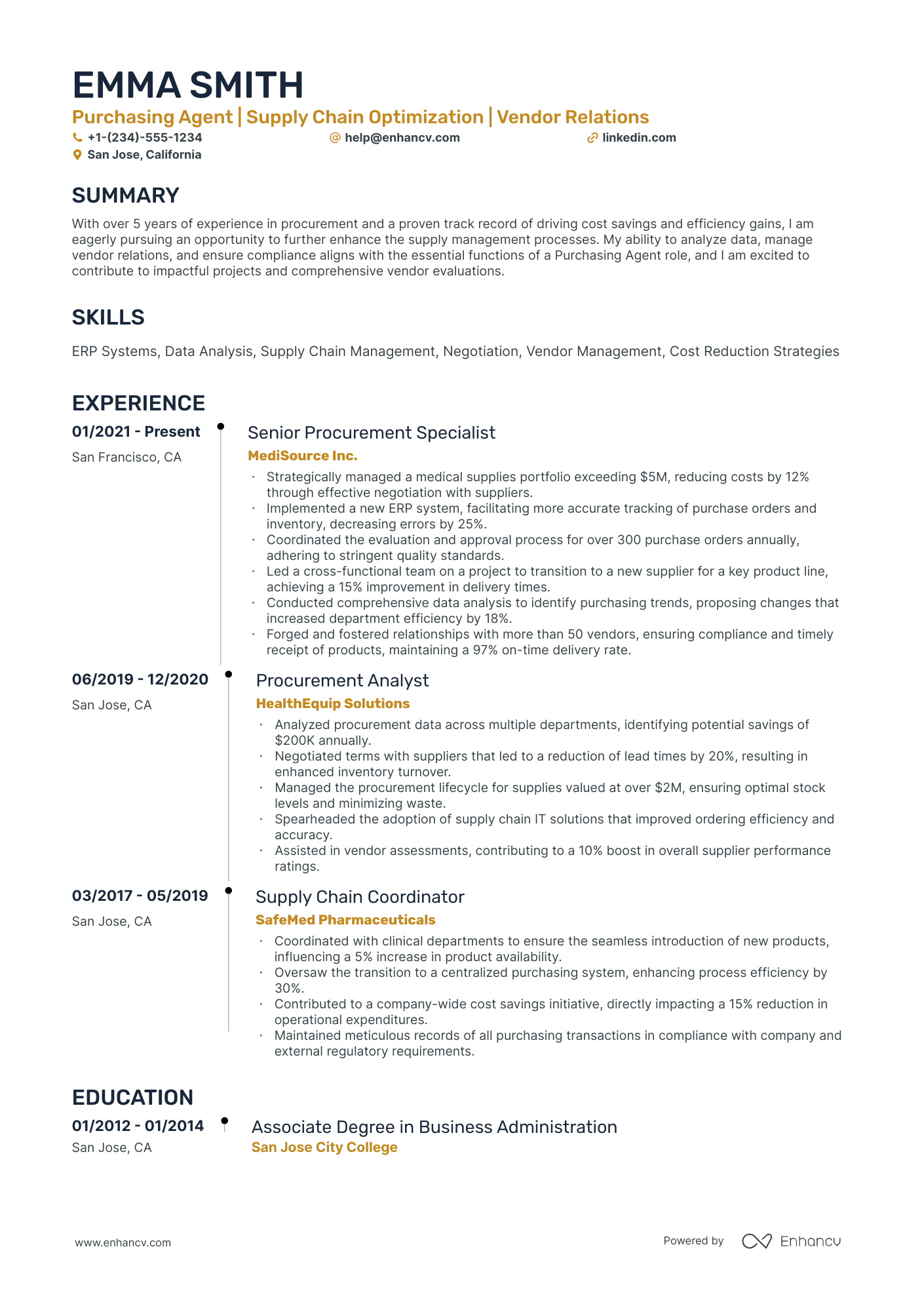 10 Purchasing Agent Resume Examples & Guide for 2026