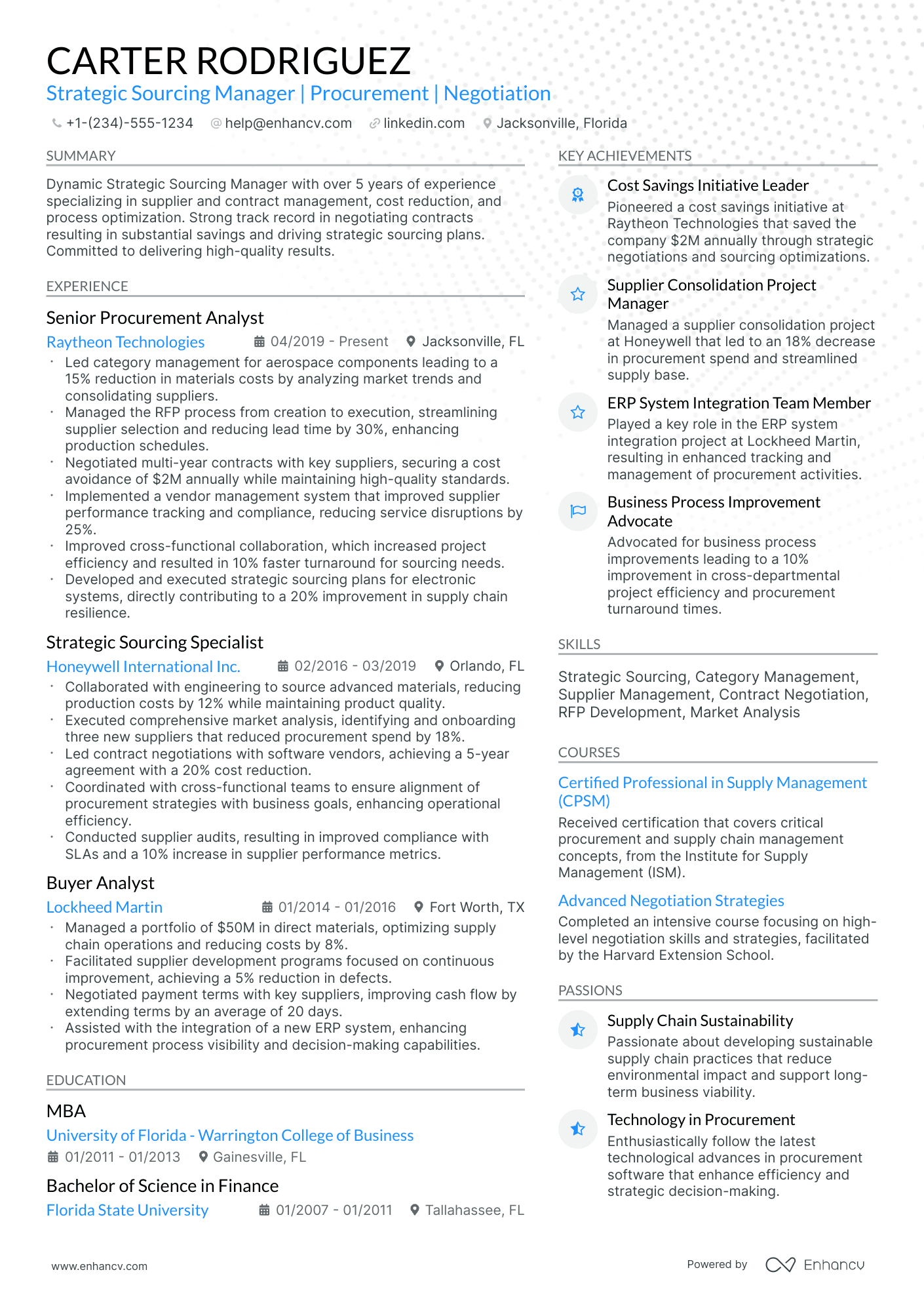 10 Strategic Sourcing Manager Resume Examples & Guide for 2025