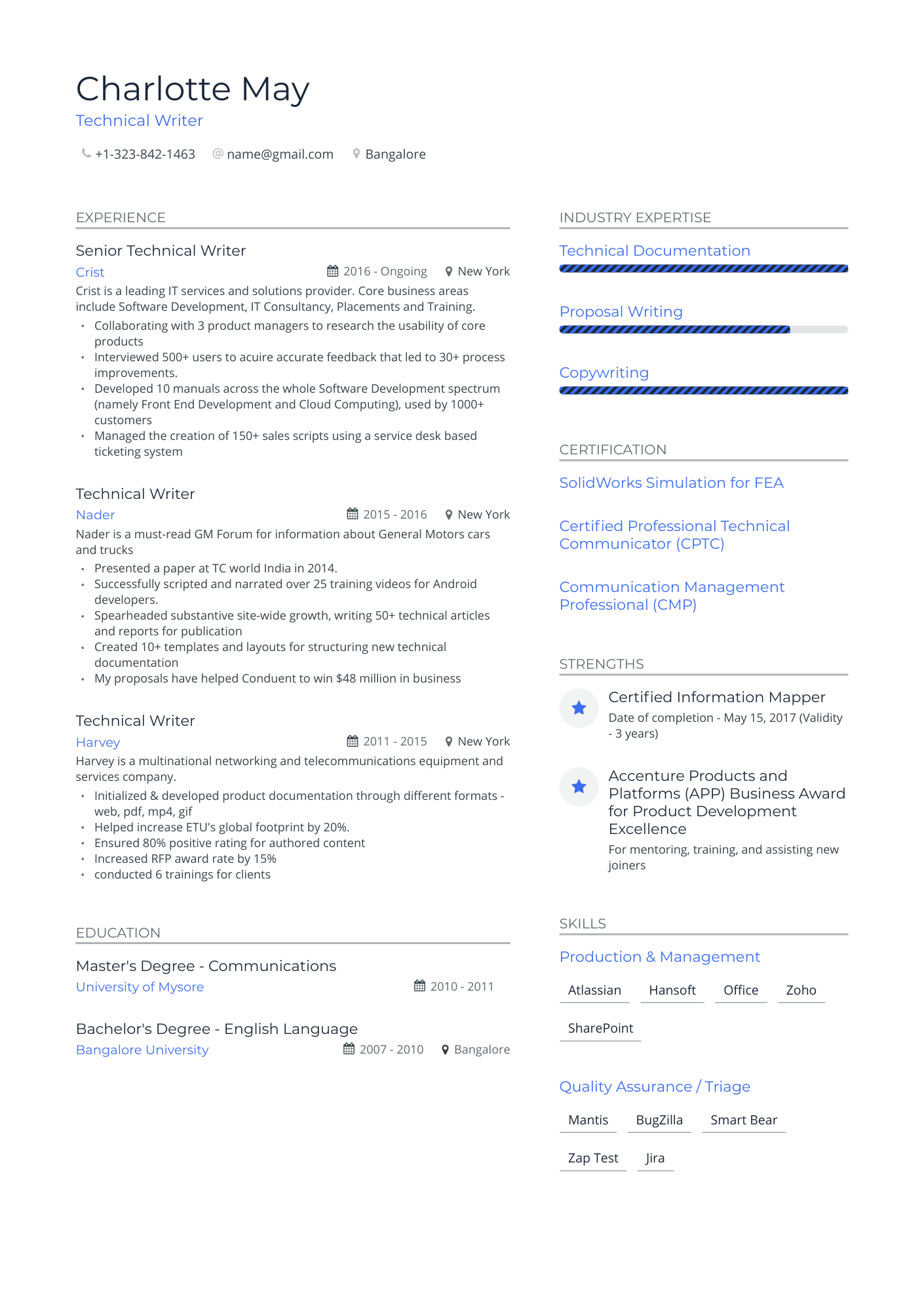 5 Technical Writer Resume Examples & Guide for 2024