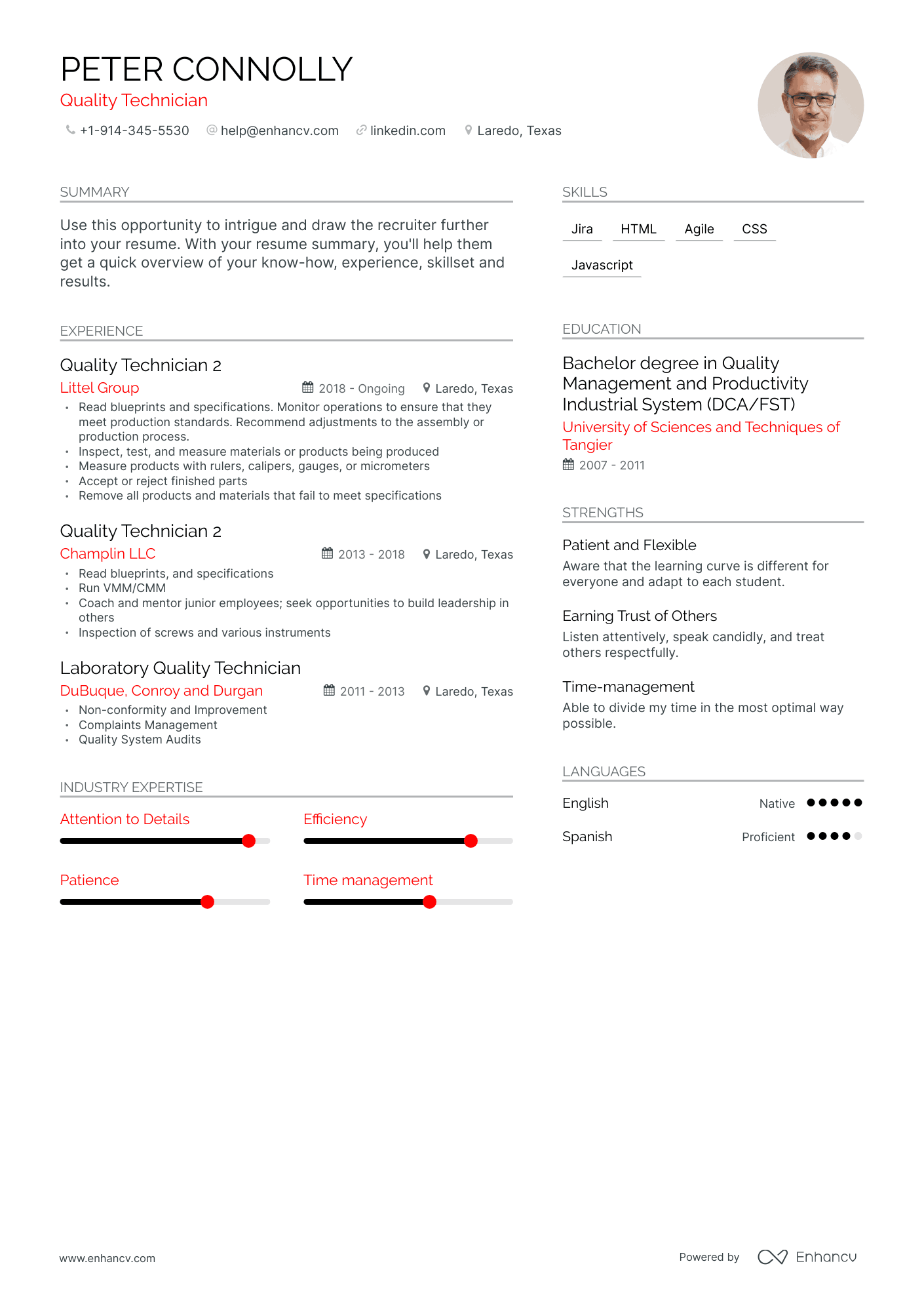Quality Technician Resume Examples & Guide for 2023 (Layout, Skills ...