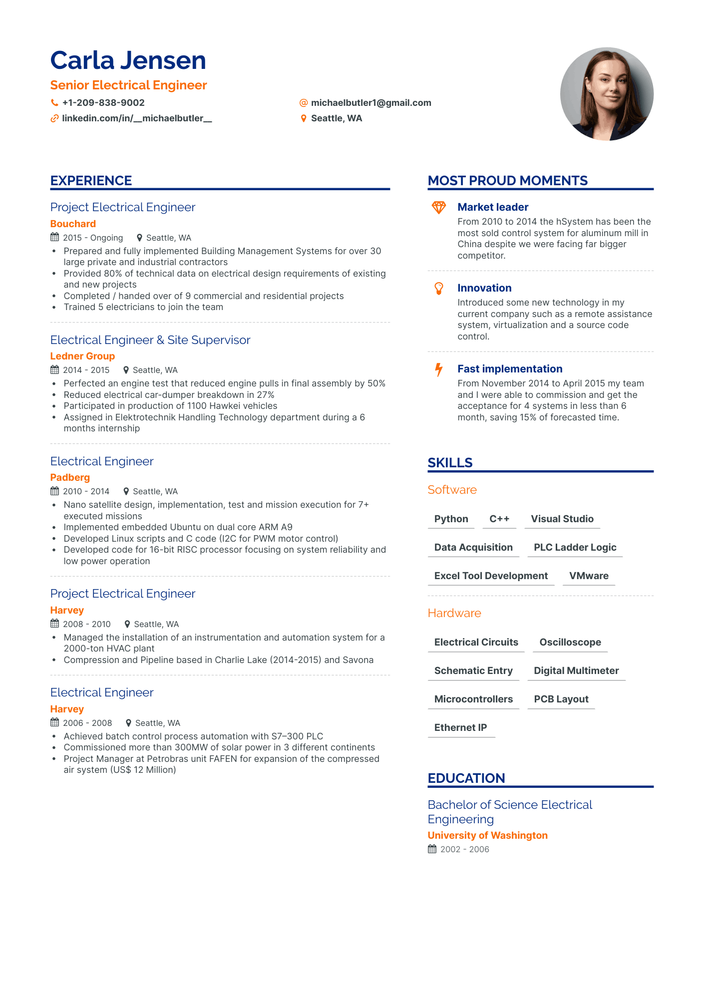 5 Electrical Engineering Resume Examples & Guide for 2024