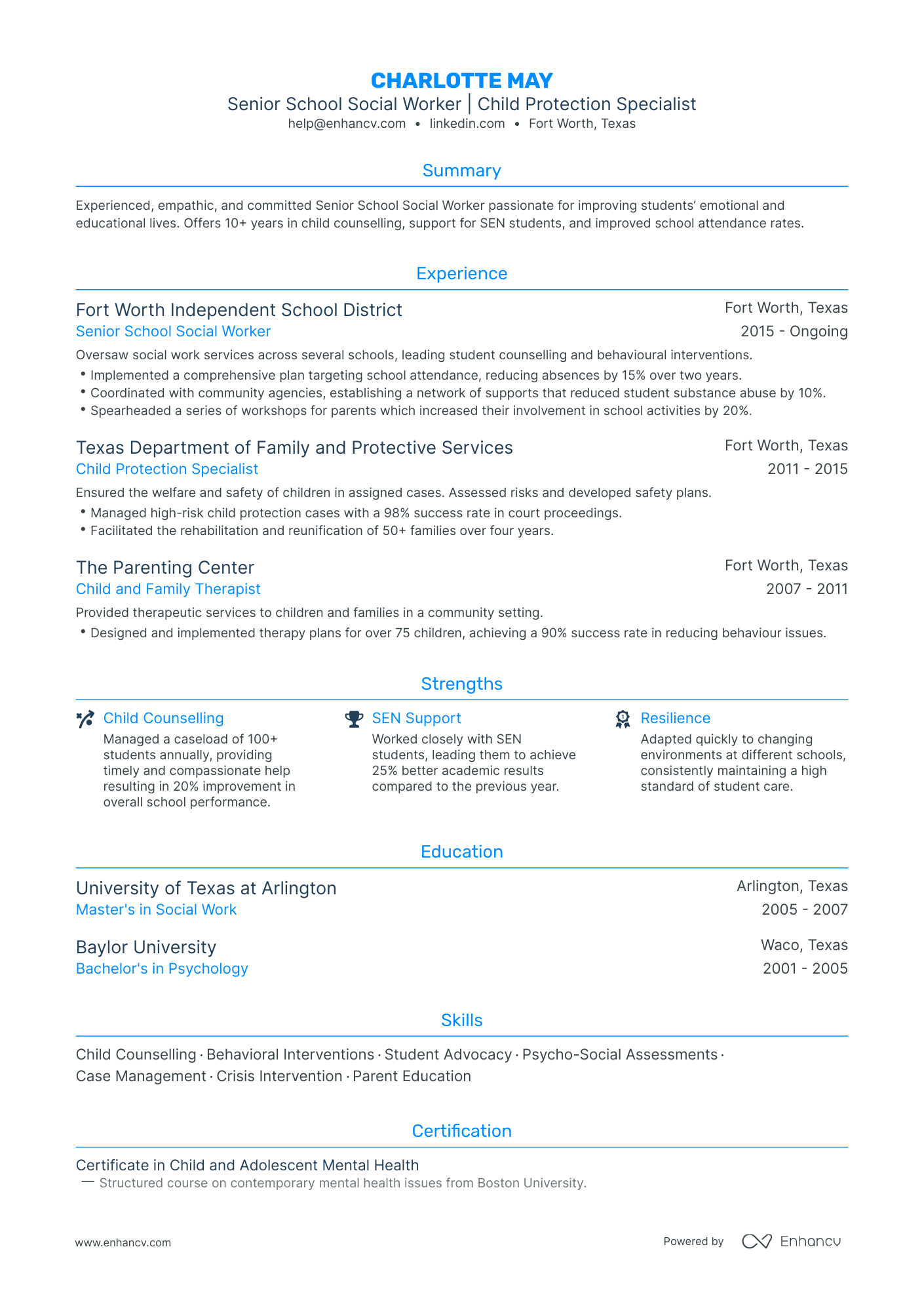 5 School Social Worker Resume Examples & Guide for 2024