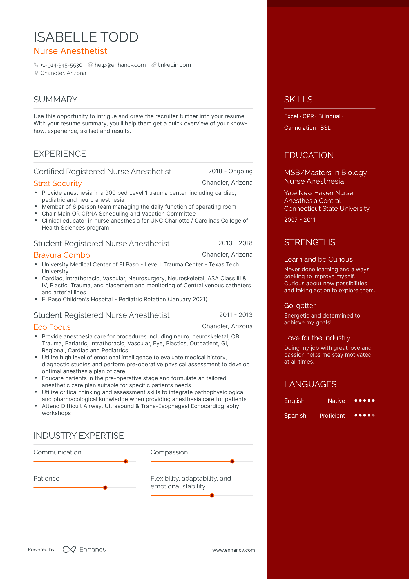 Nurse Anesthetist Resume Examples & Guide for 2023 (Layout, Skills ...