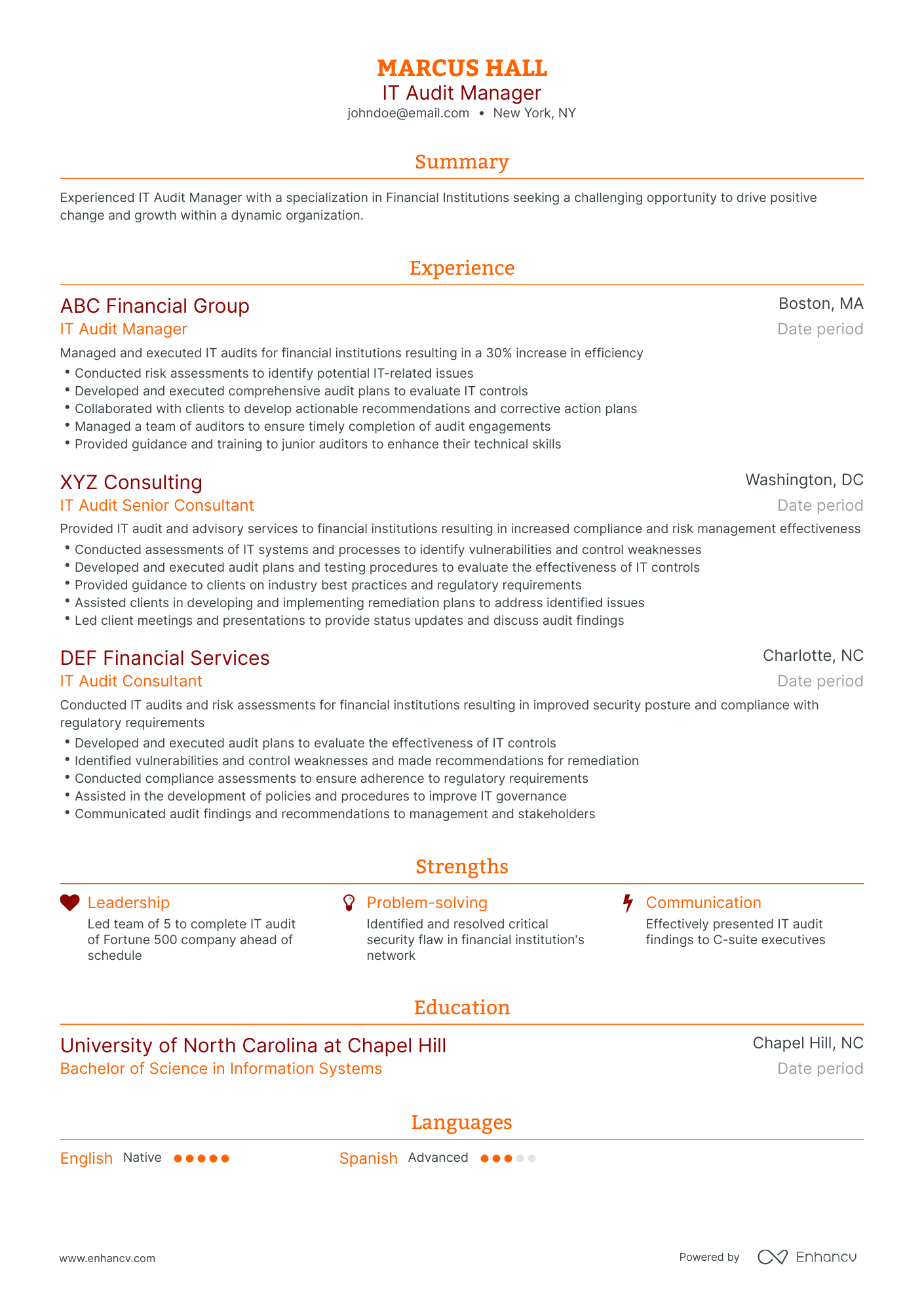 5 IT Audit Manager Resume Examples & Guide for 2024