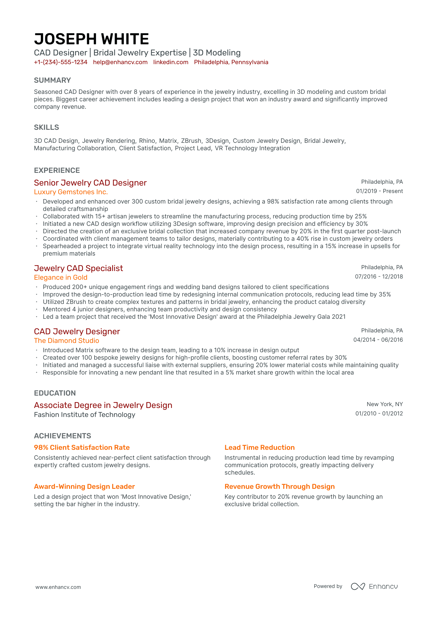 5 Cad Designer Resume Examples & Guide for 2024