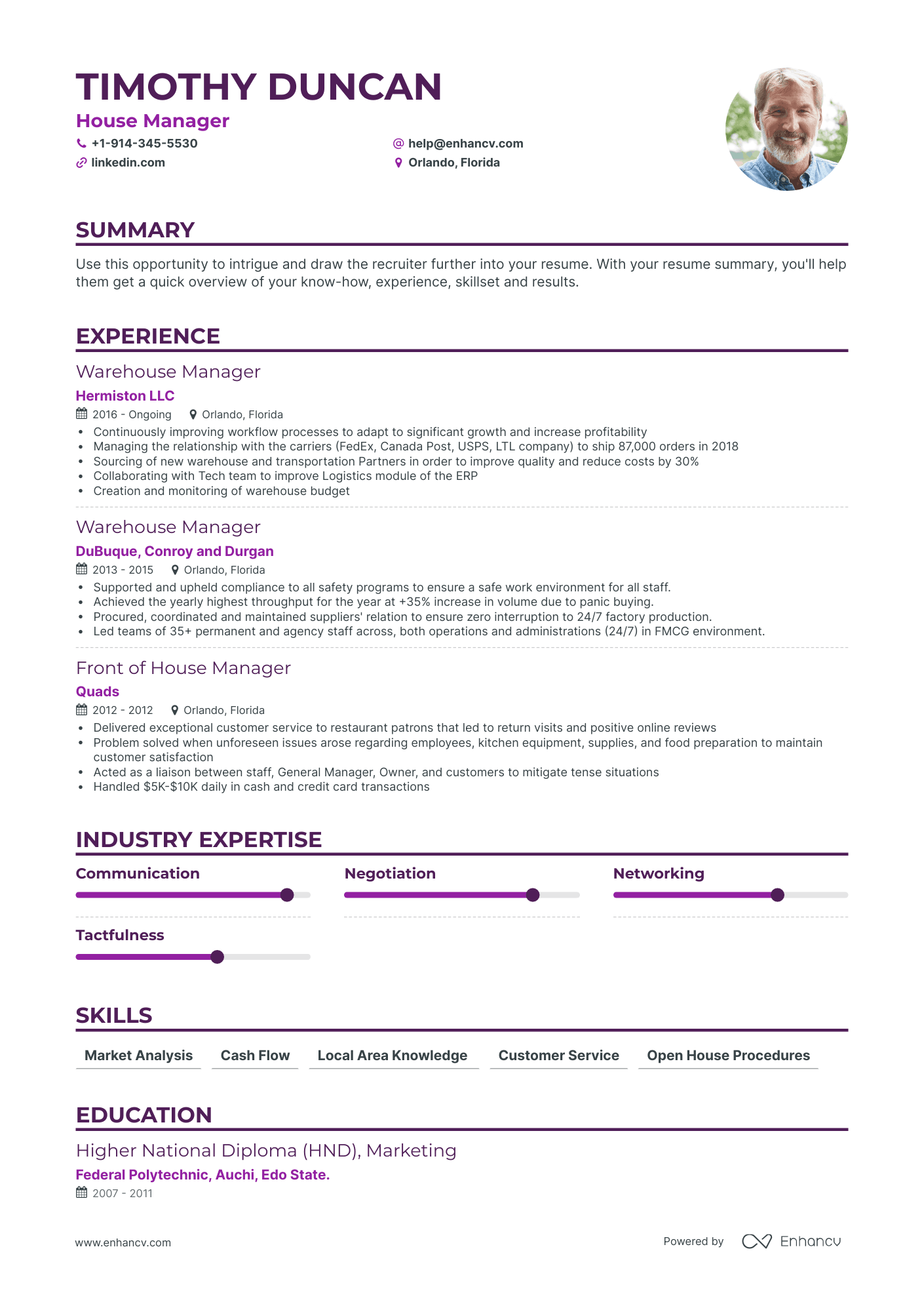 House Manager Resume Examples & Guide for 2023 (Layout, Skills ...