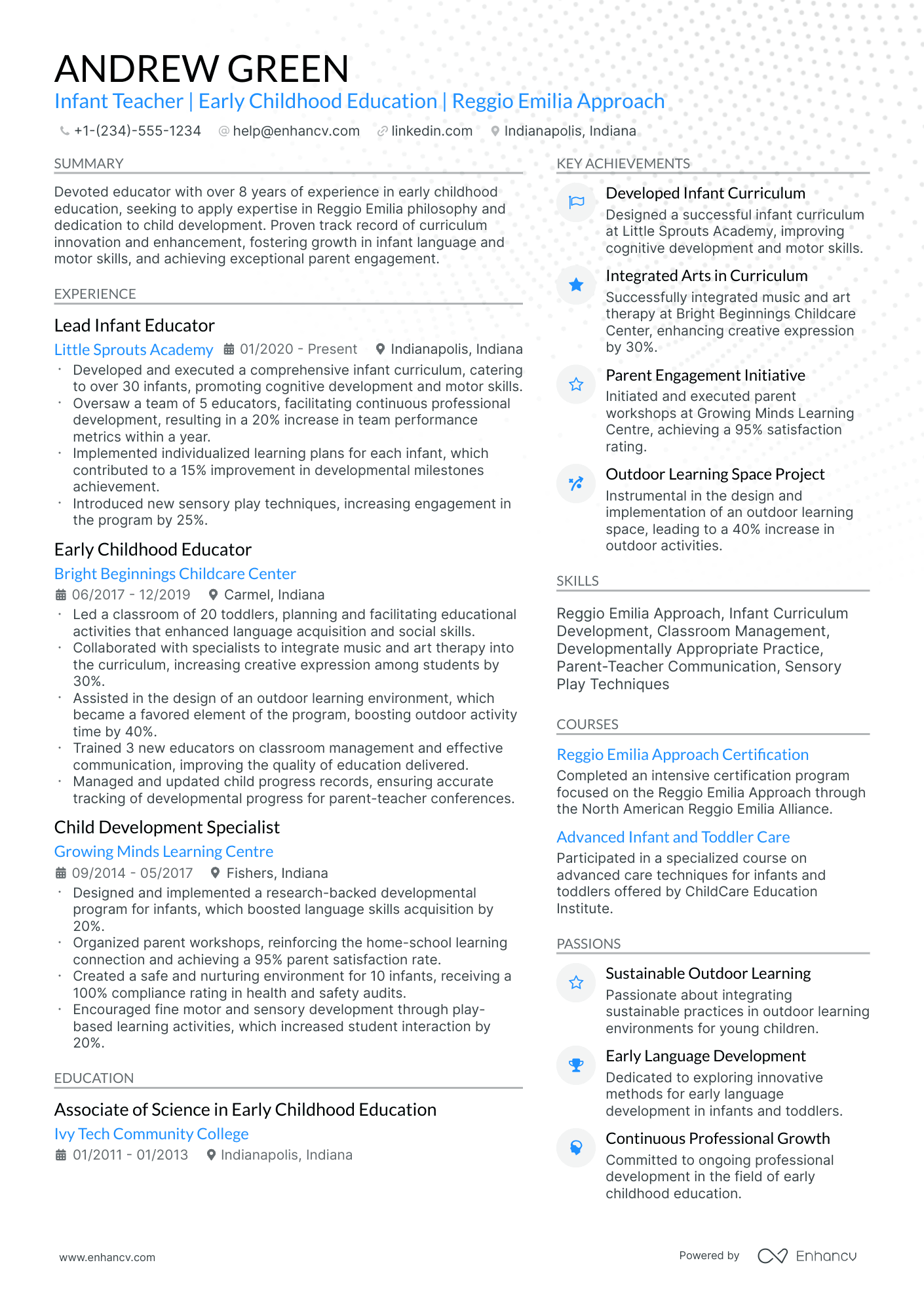 10 Infant Teacher Resume Examples & Guide for 2026