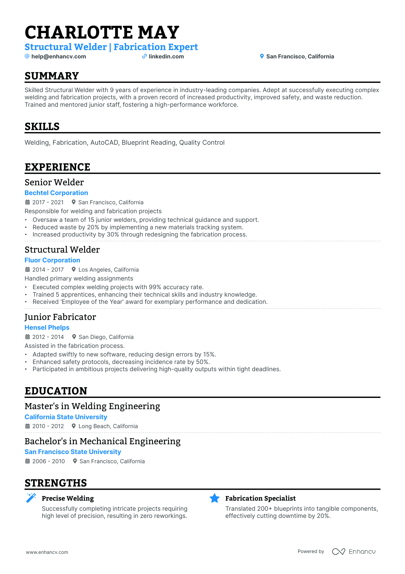 10 Structural Welder Resume Examples, Templates & Guide for 2026