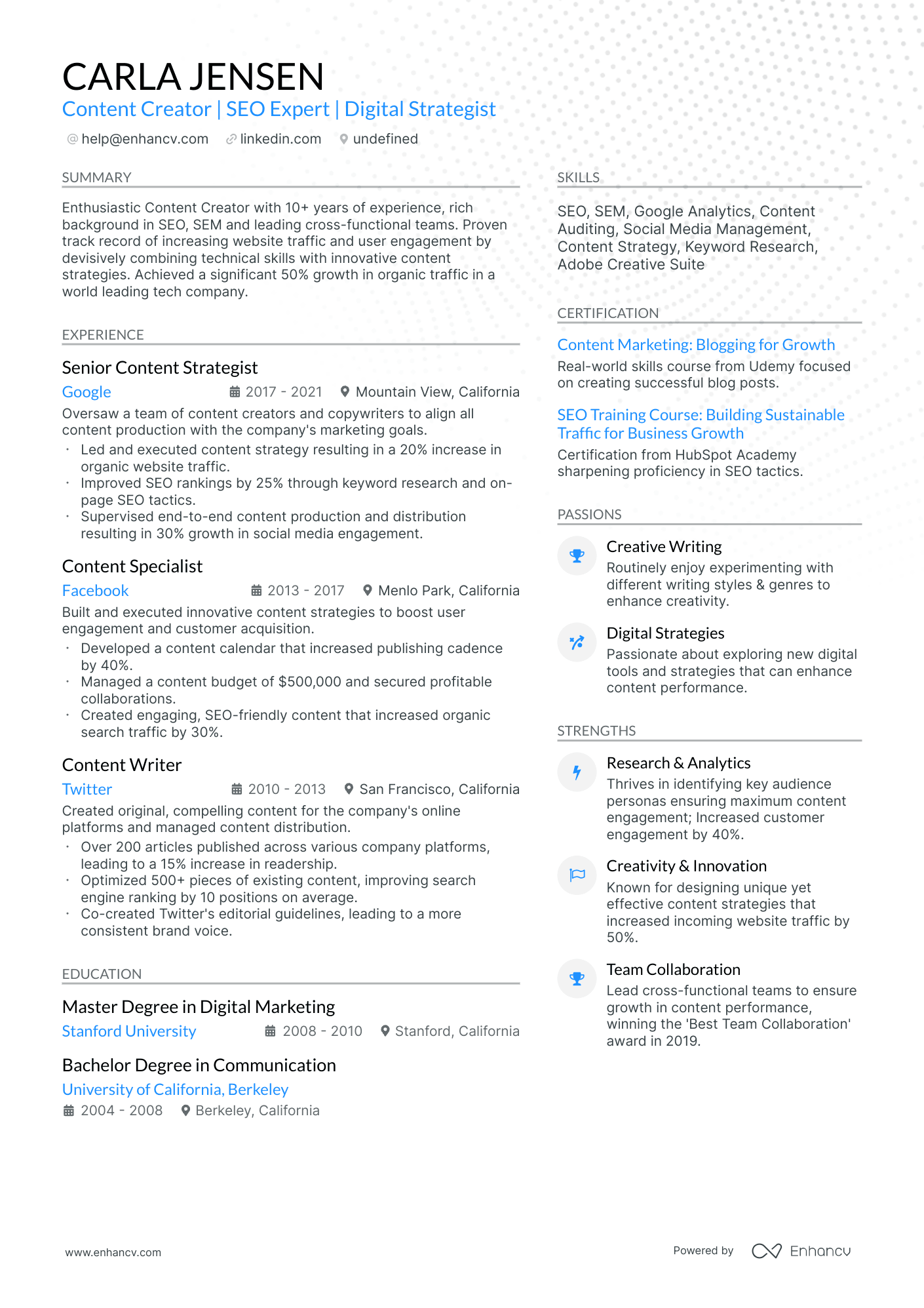 10 Content Creator Resume Examples - March 2026