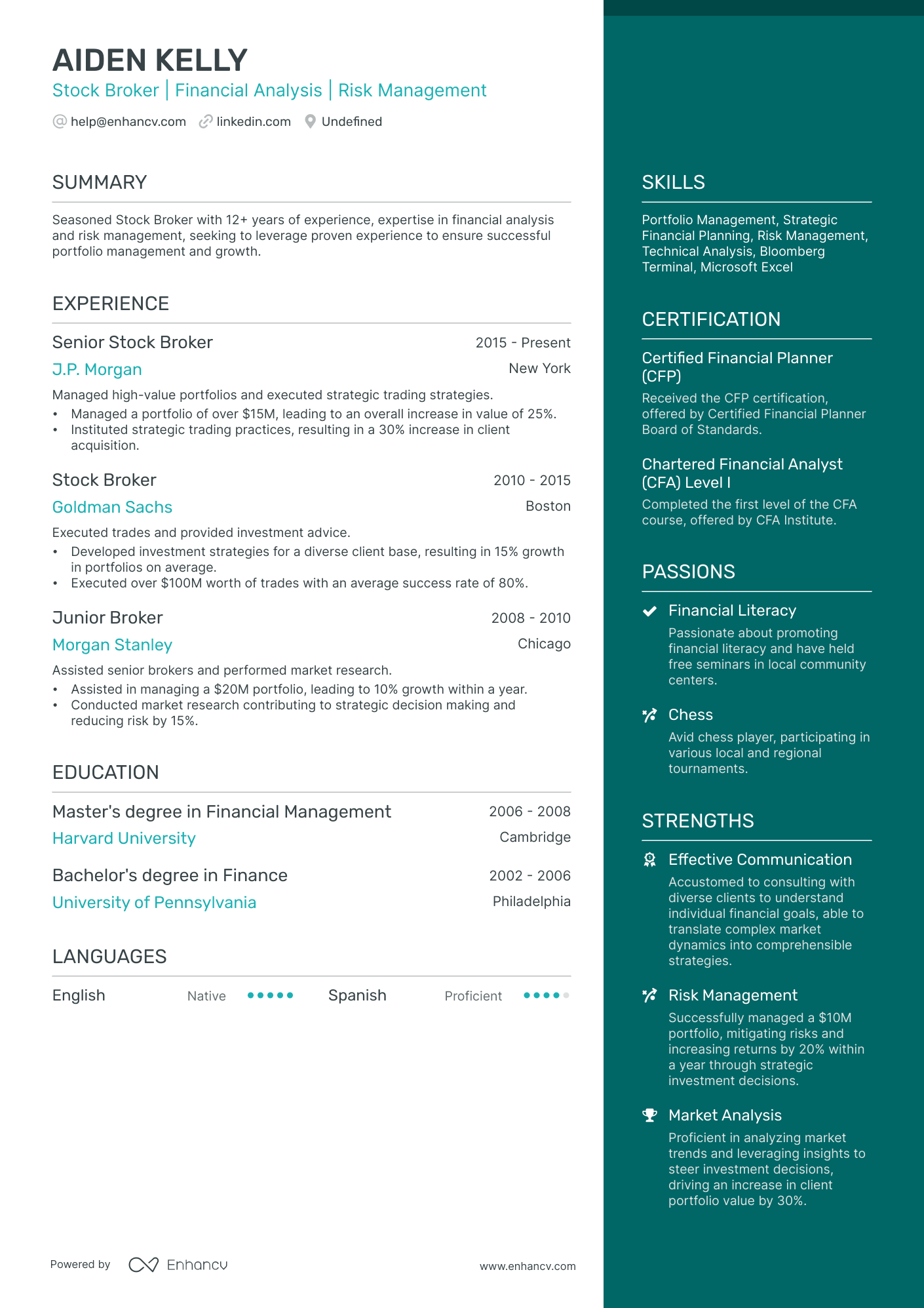 10 Stock Broker Resume Examples & Guide for 2025