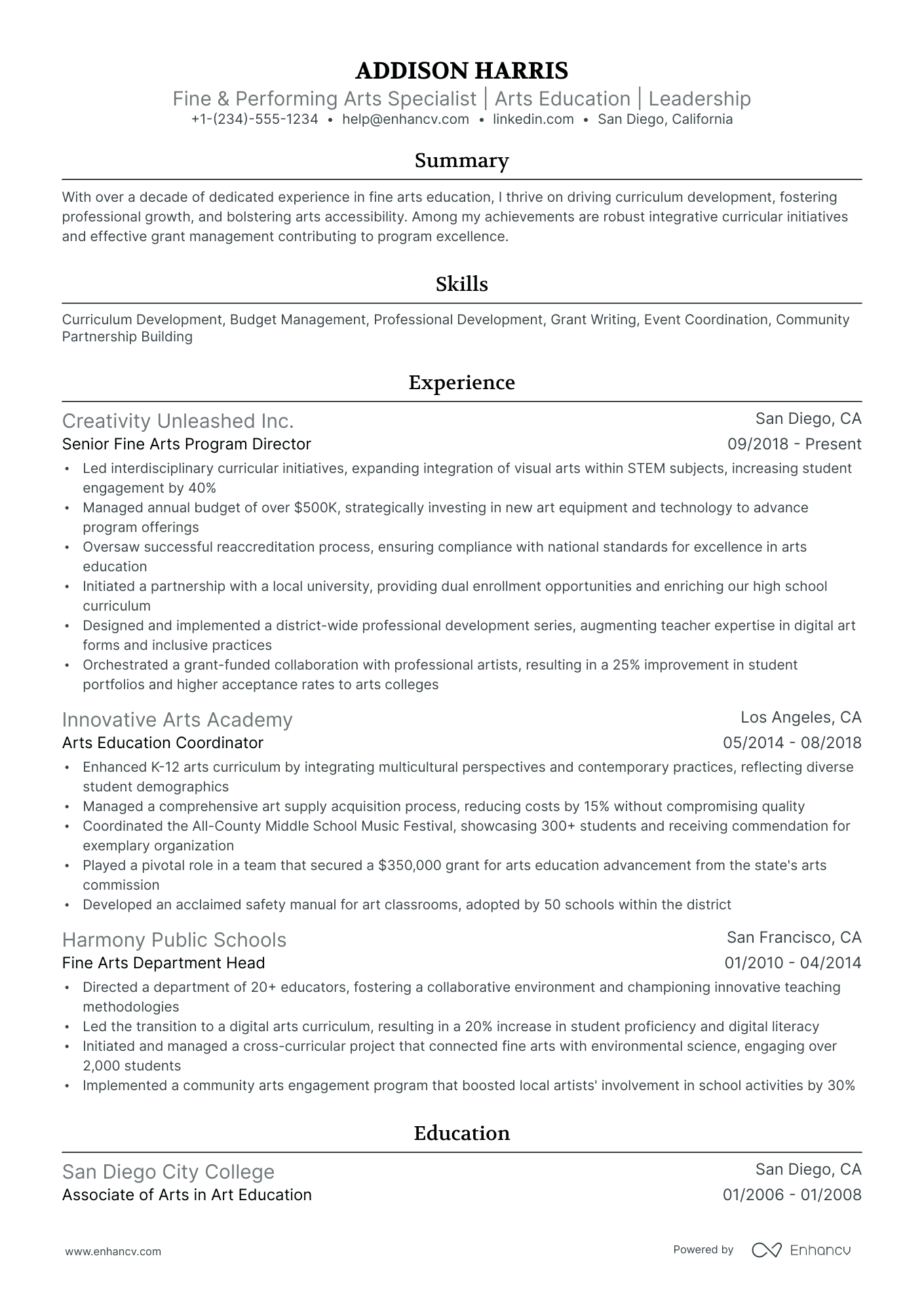 10 Performing Arts Resume Examples & Guide for 2026