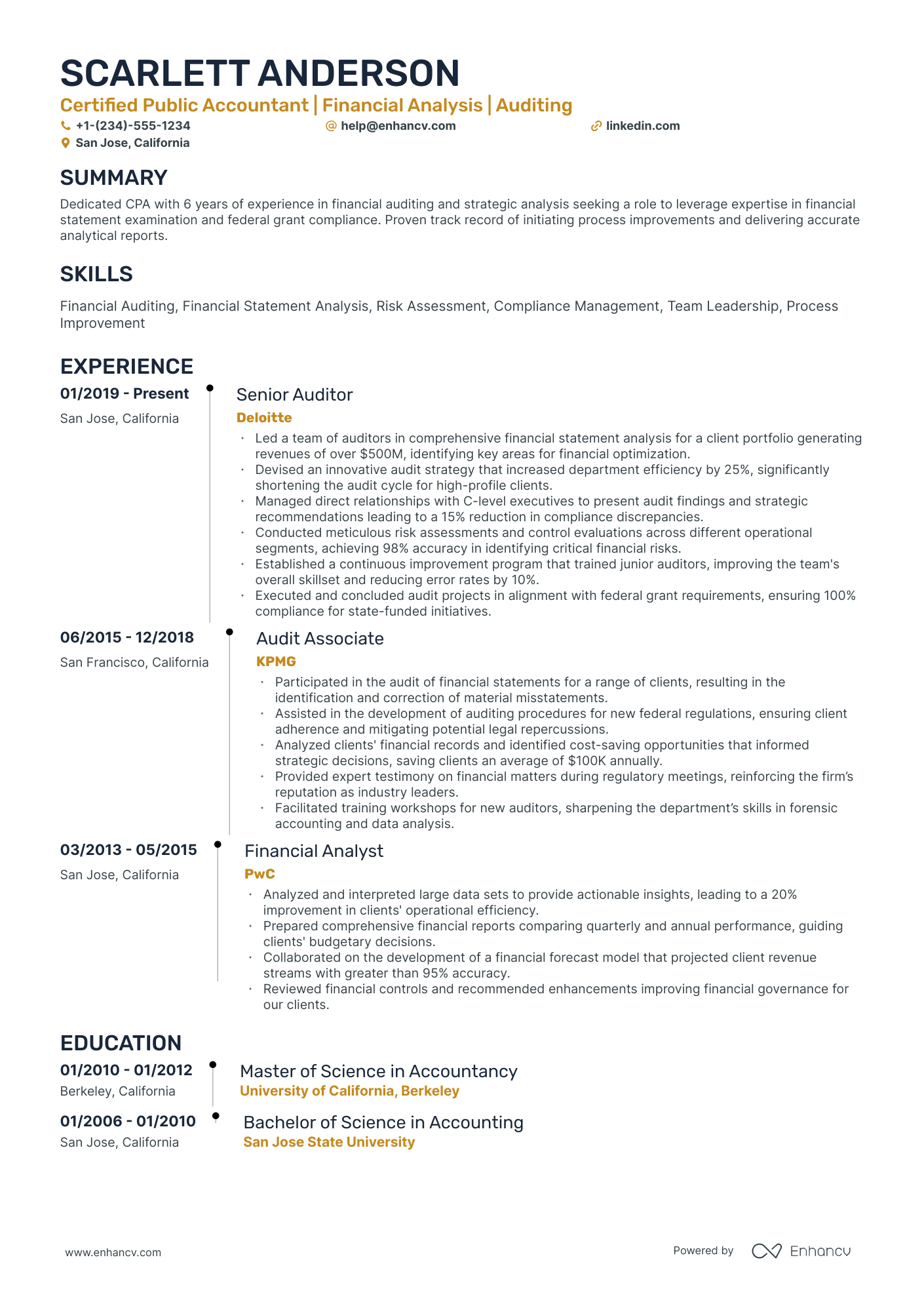 10 Financial Auditor Resume Examples & Guide for 2026