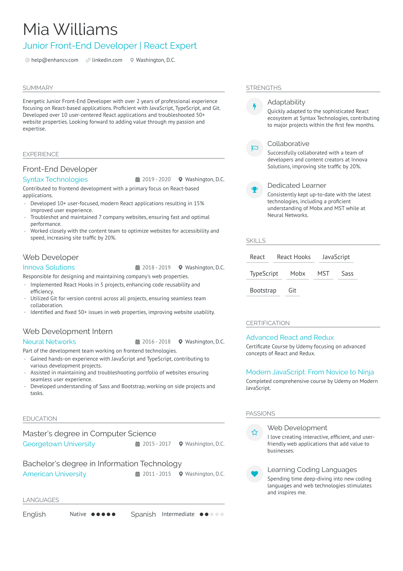 12 React Developer Resume Examples & Guide for 2025