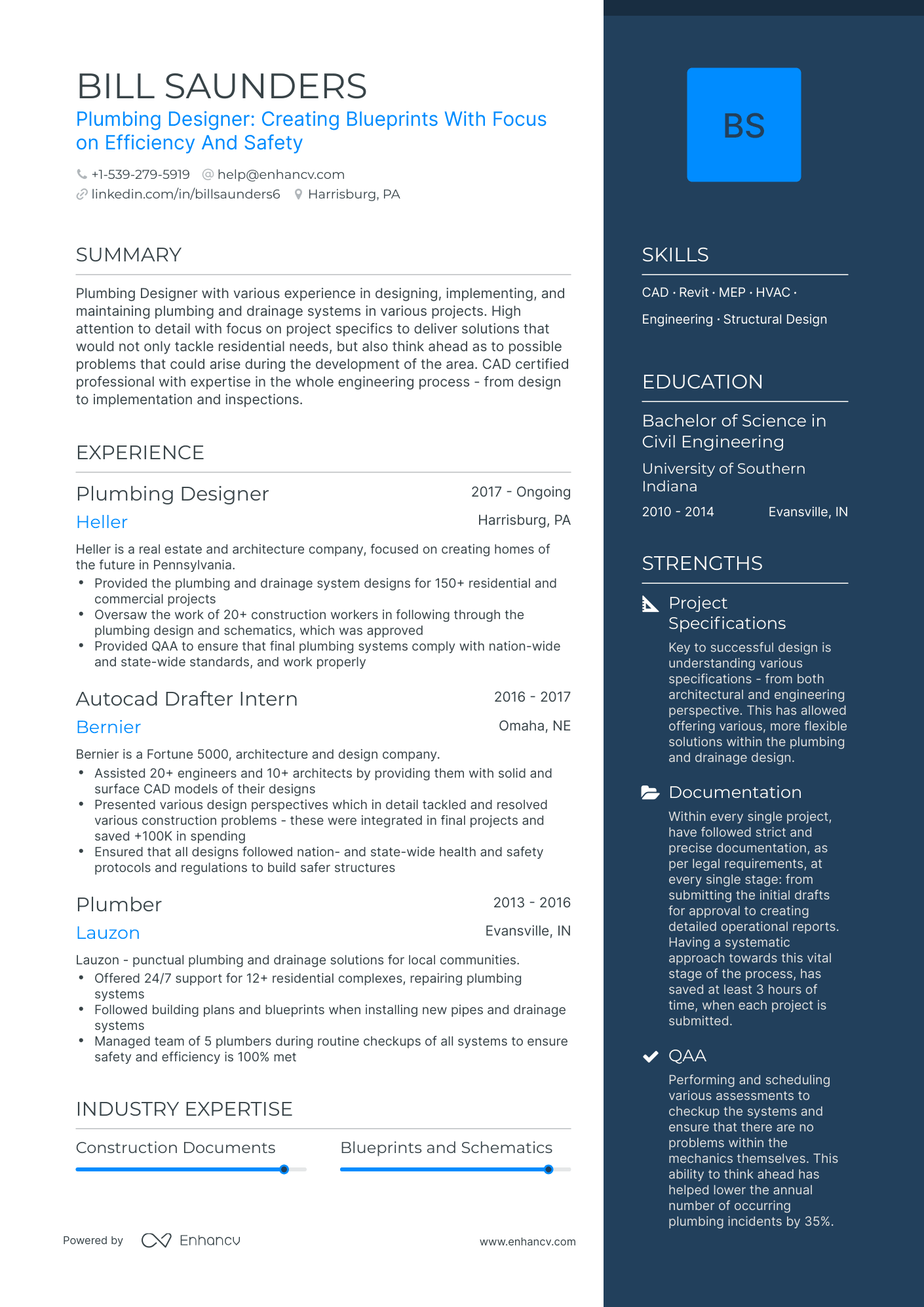 5 Plumbing Designer Resume Examples & Guide for 2023