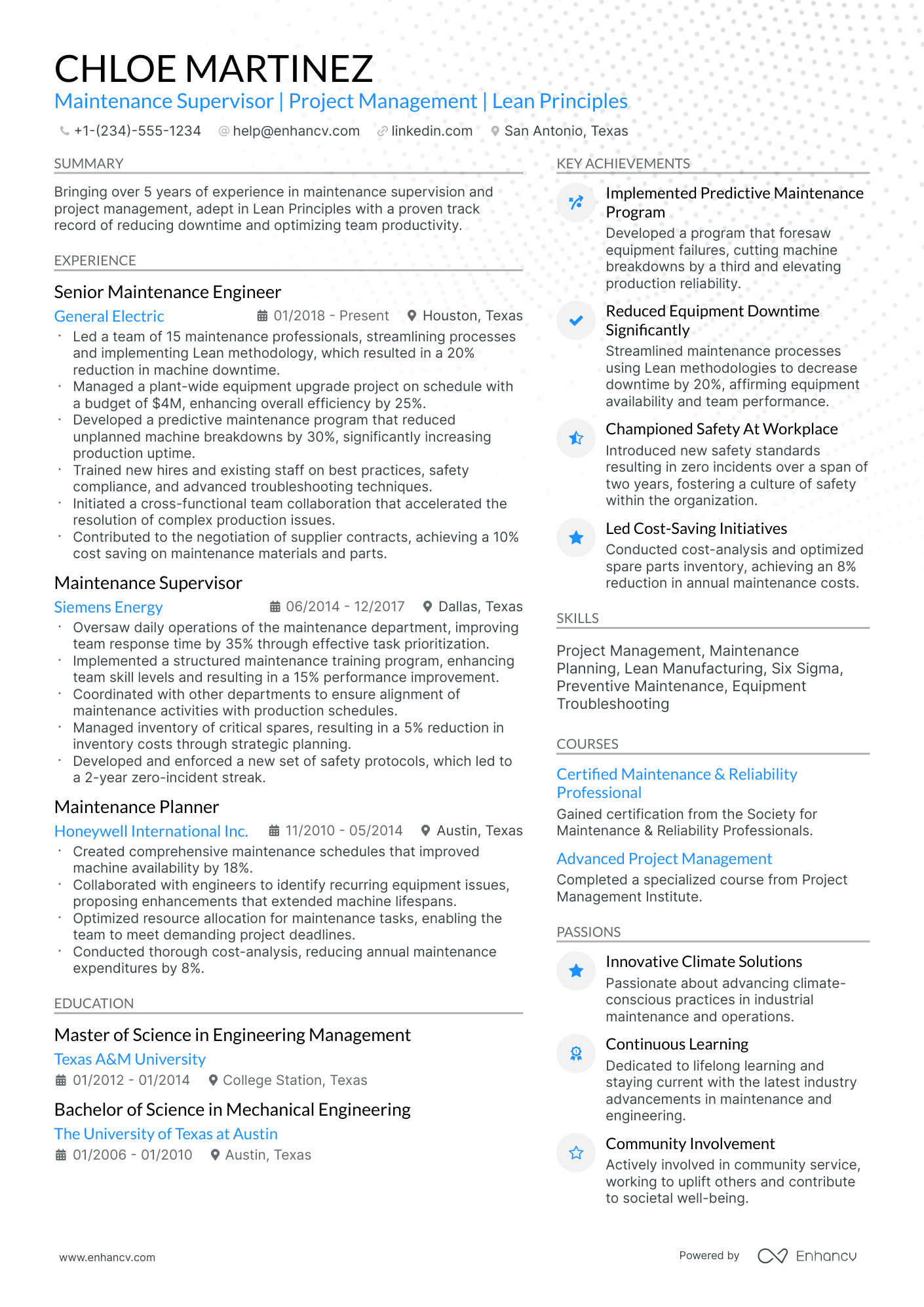 10 Maintenance Manager Resume Examples & Guide for 2026