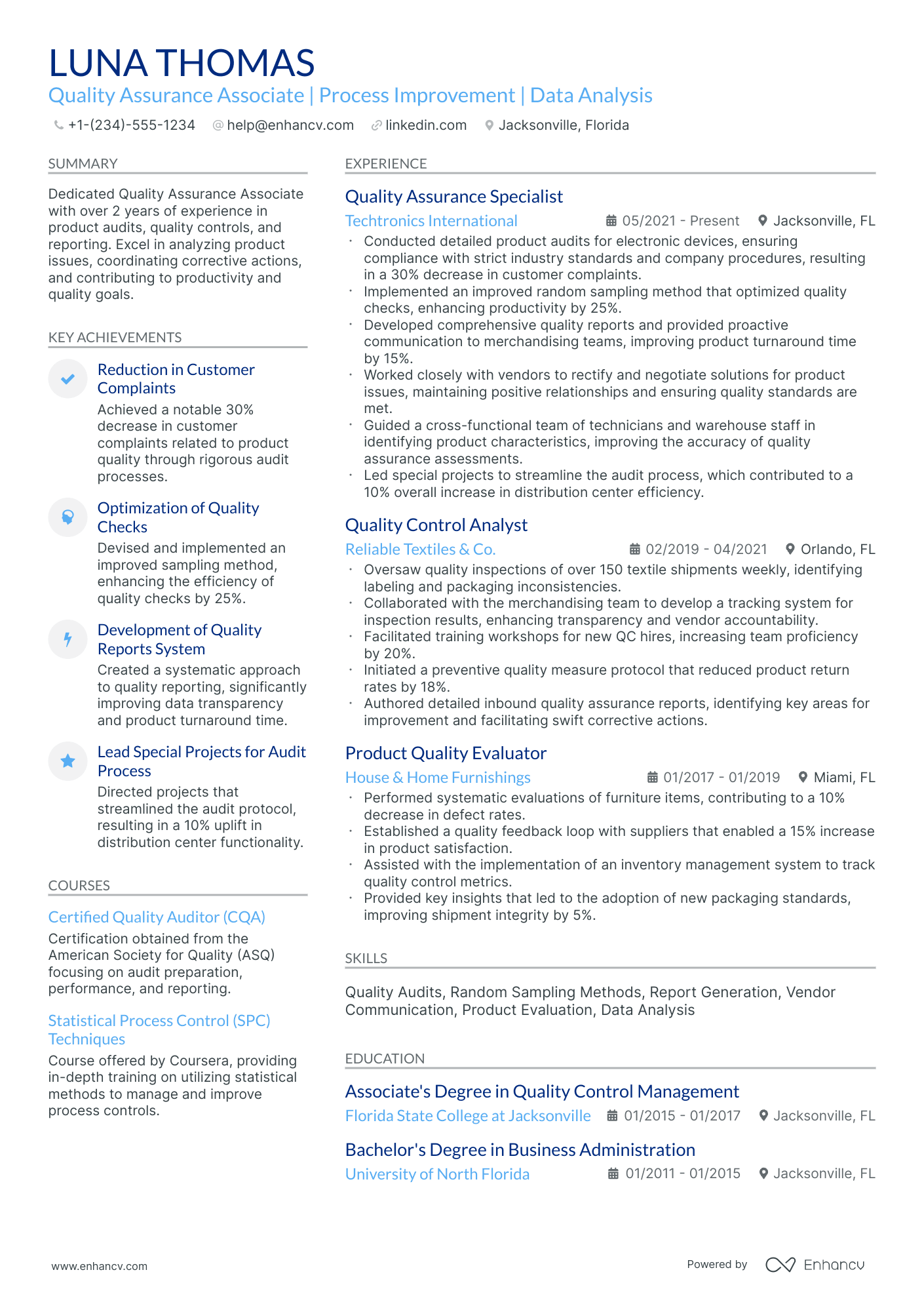 10 Quality Assurance Associate Resume Examples & Guide for 2026