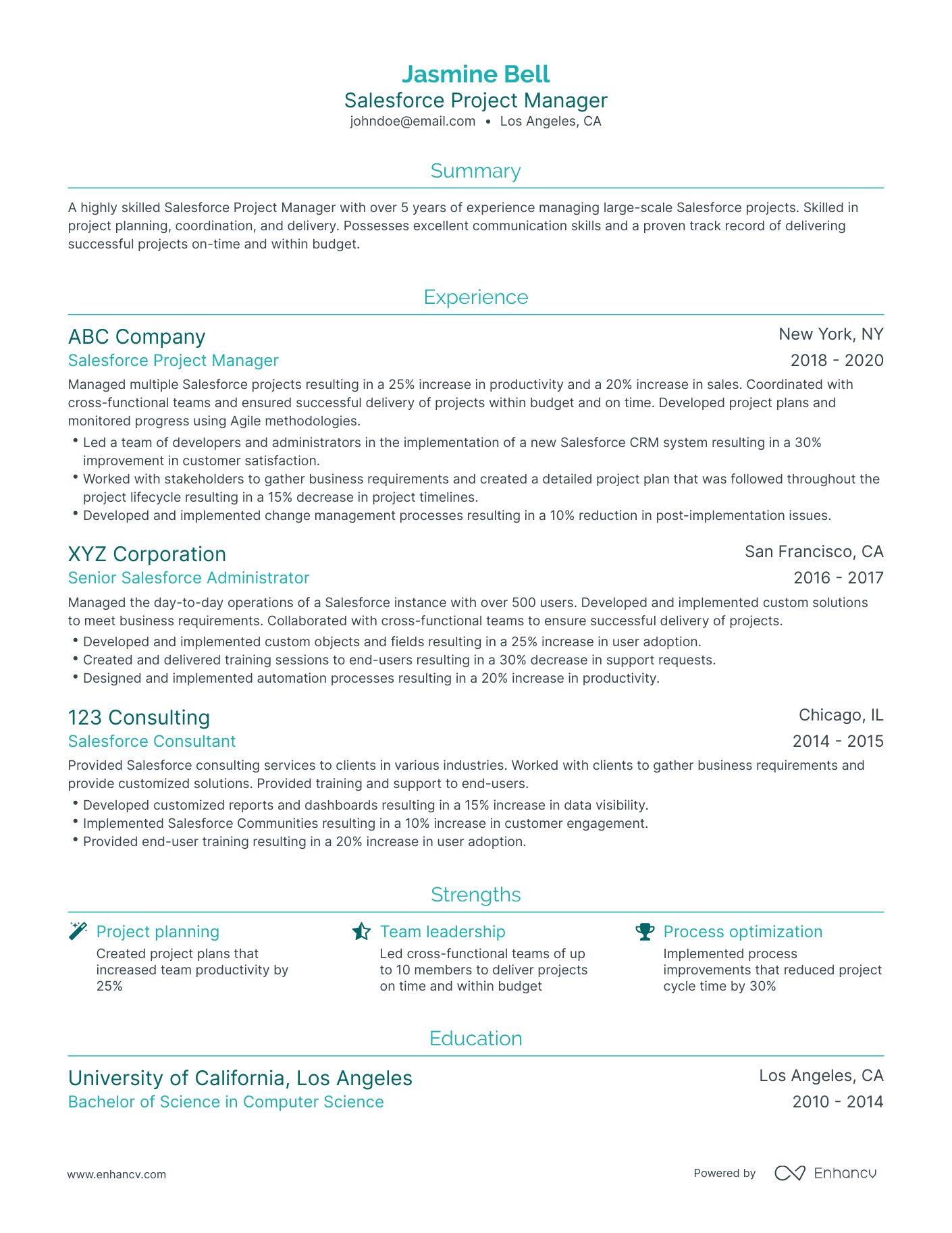 5 Salesforce Project Manager Resume Examples & Guide for 2024