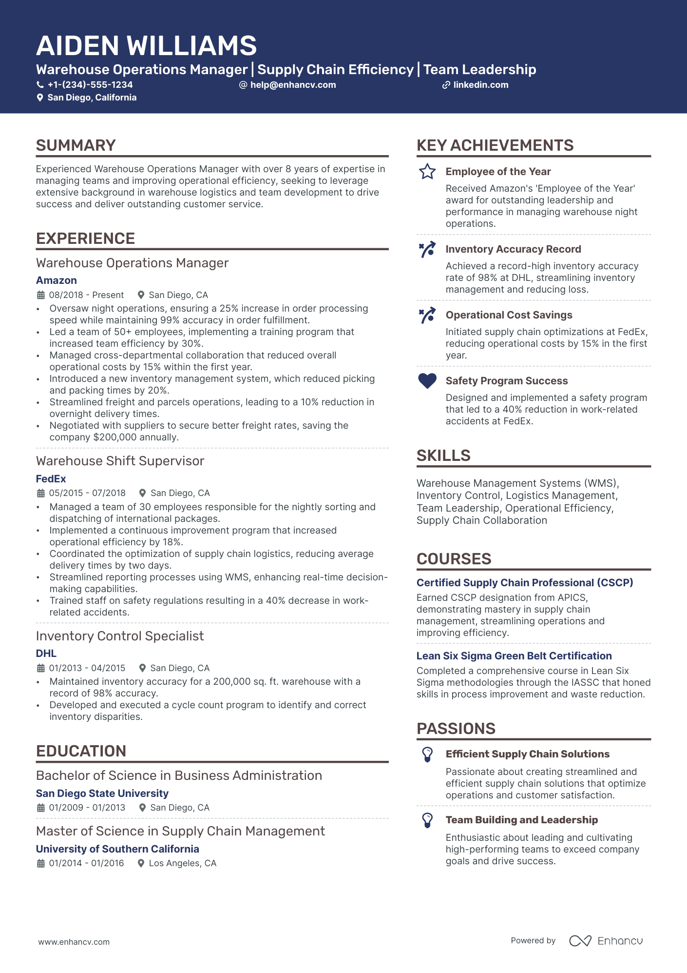 10 Warehouse Manager Resume Examples - March 2025