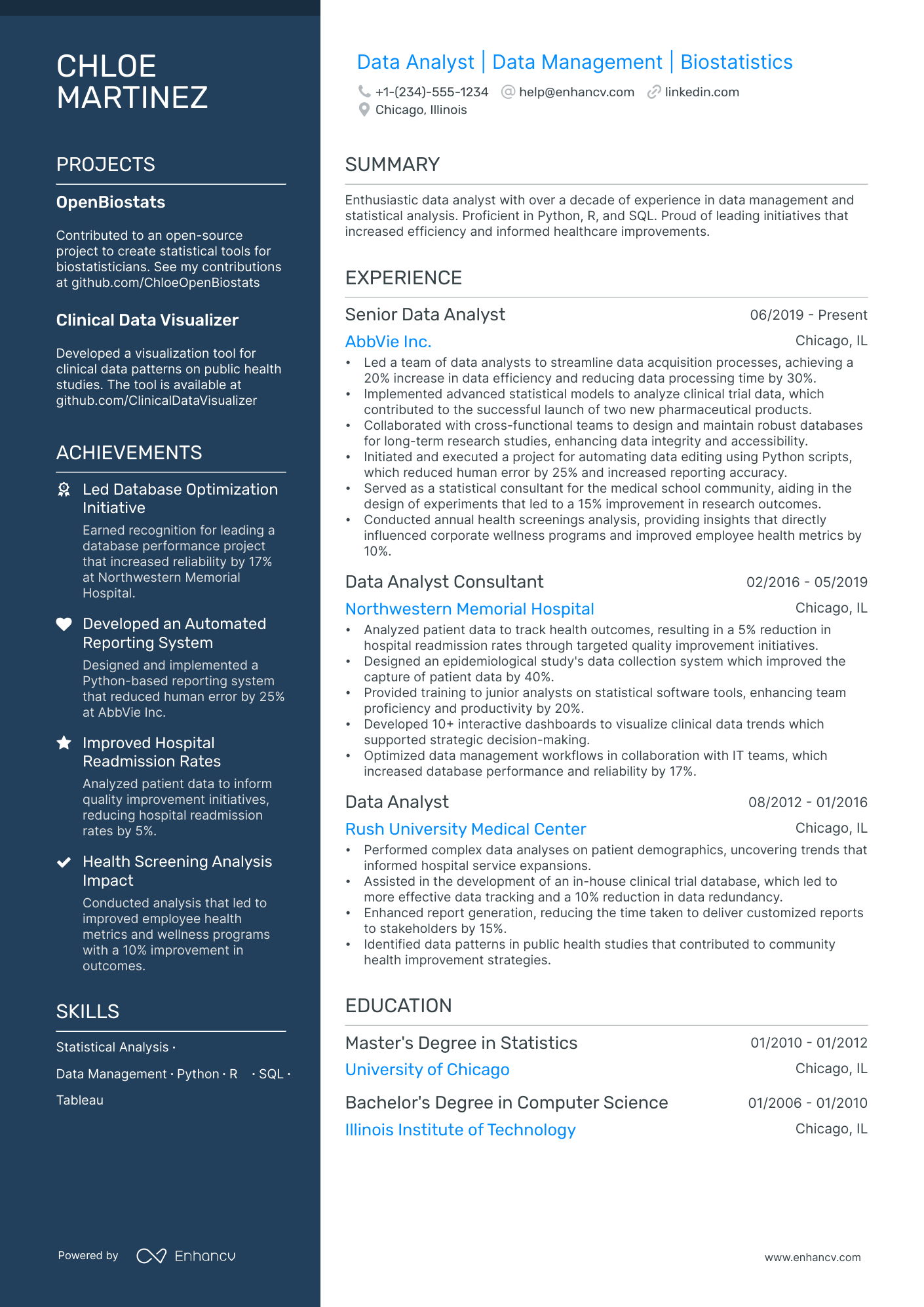 5 Statistical Data Analyst Resume Examples & Guide for 2024
