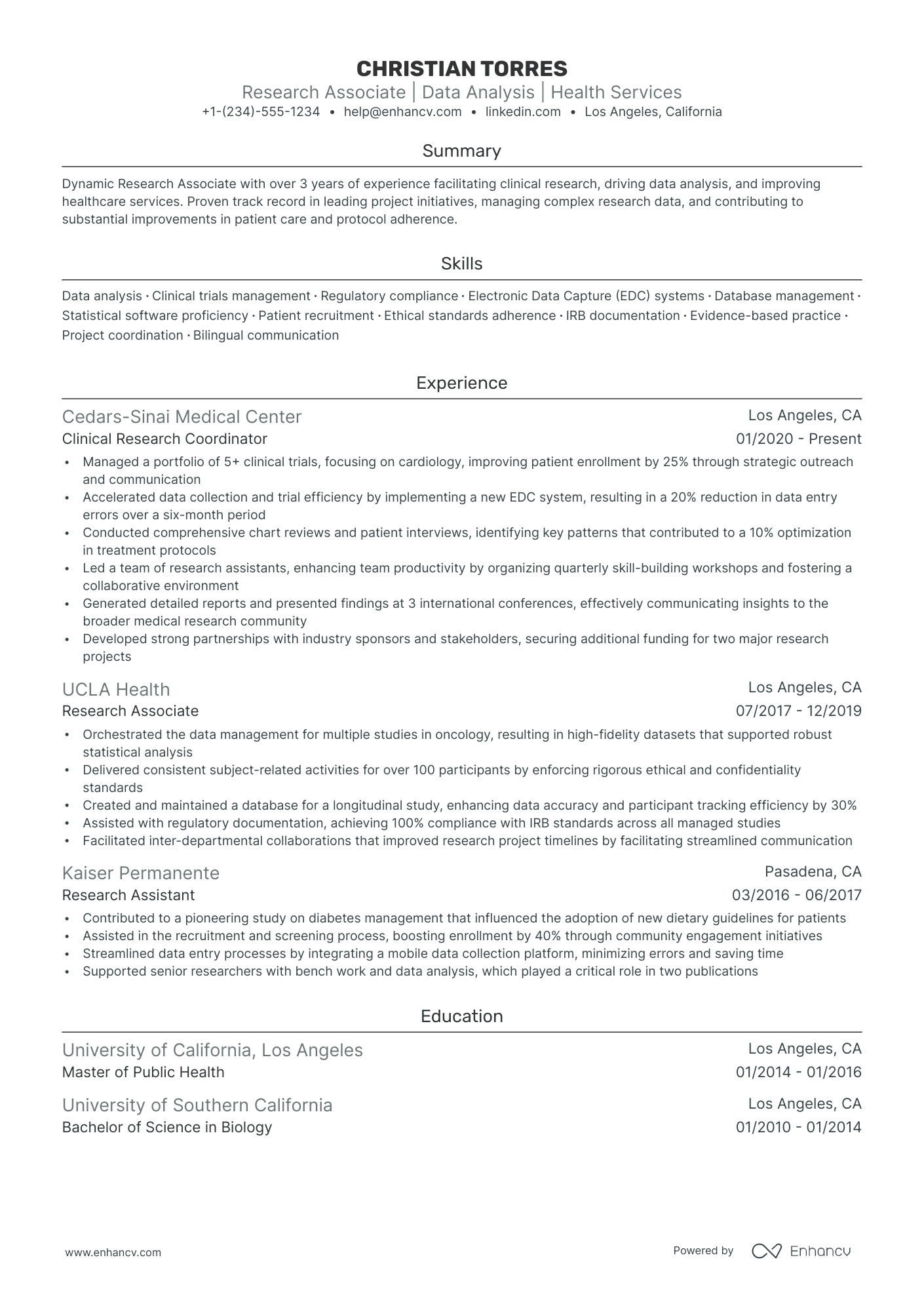 5 Research Associate Resume Examples & Guide for 2024