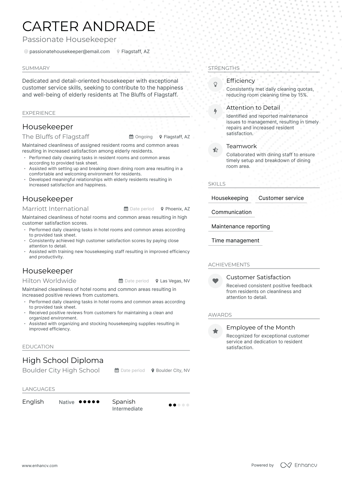 9 Housekeeper Resume Examples & Guide for 2024