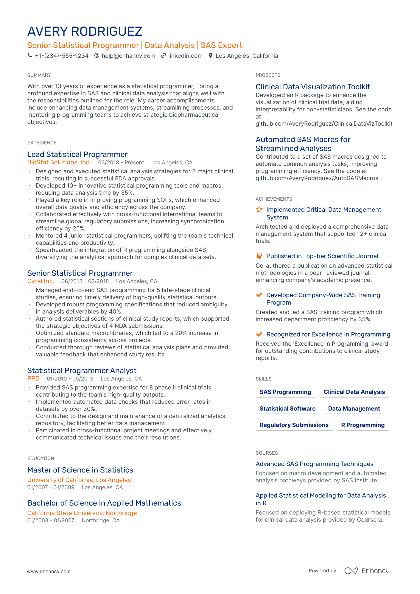 5 Statistical Programmer Resume Examples & Guide for 2024
