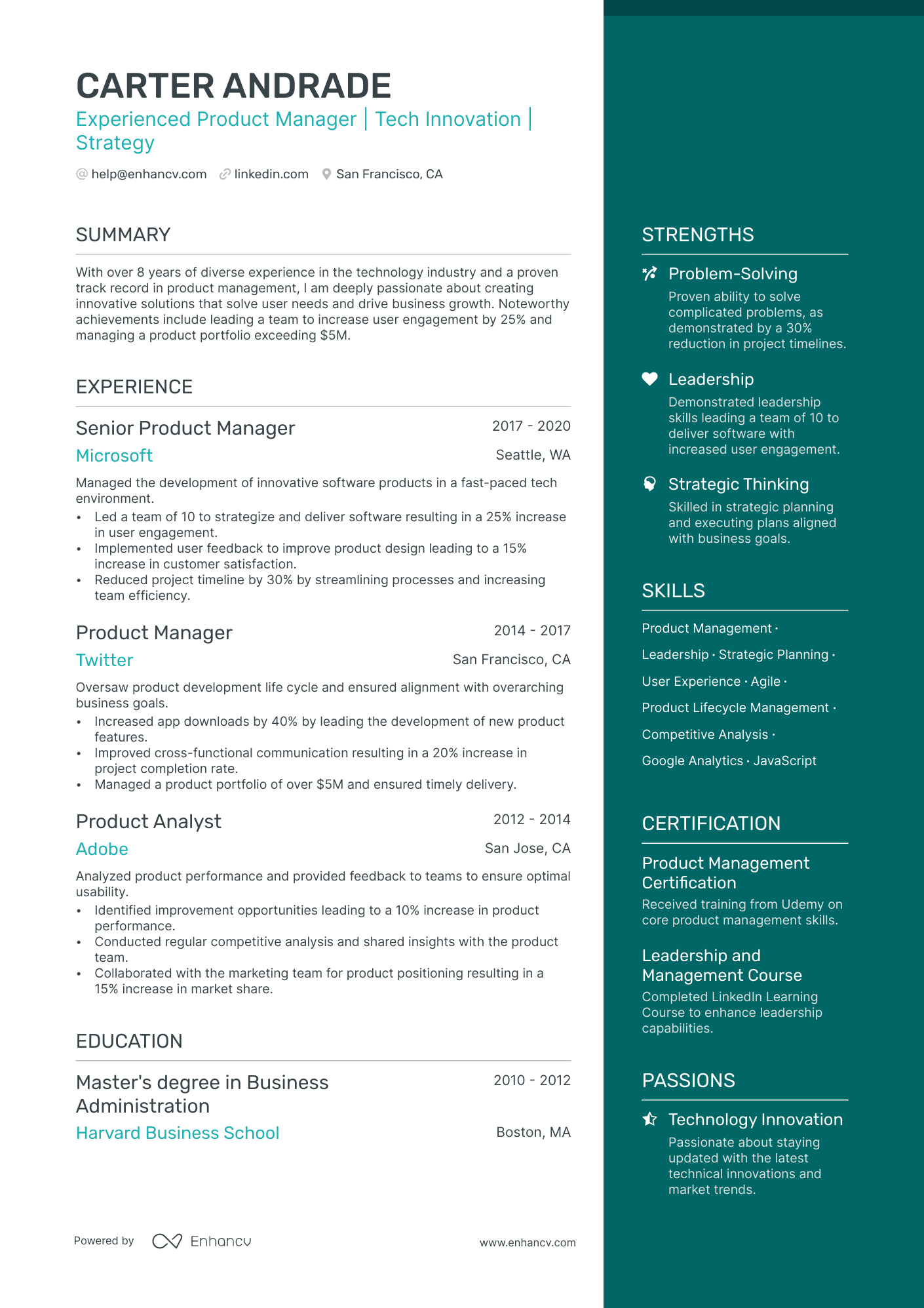 5 Google Product Manager Resume Examples & Guide for 2024