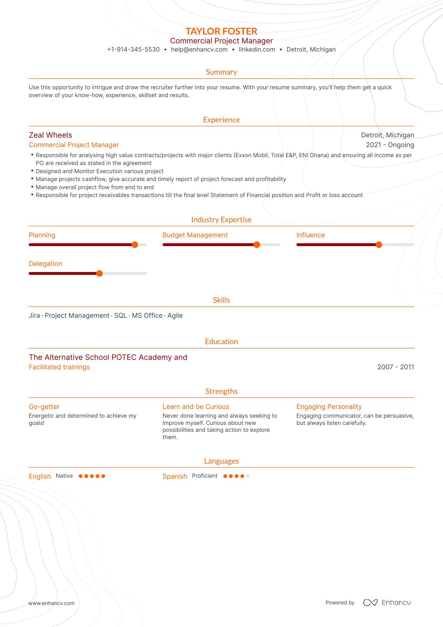 Commercial Project Manager Resume Examples & Guide for 2023 (Layout ...