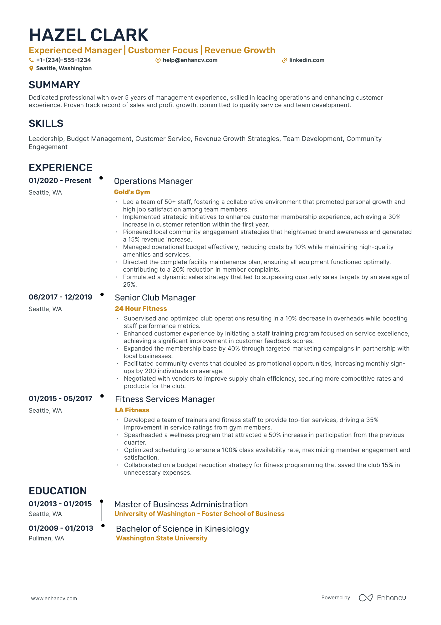 10 Club Manager Resume Examples & Guide for 2026