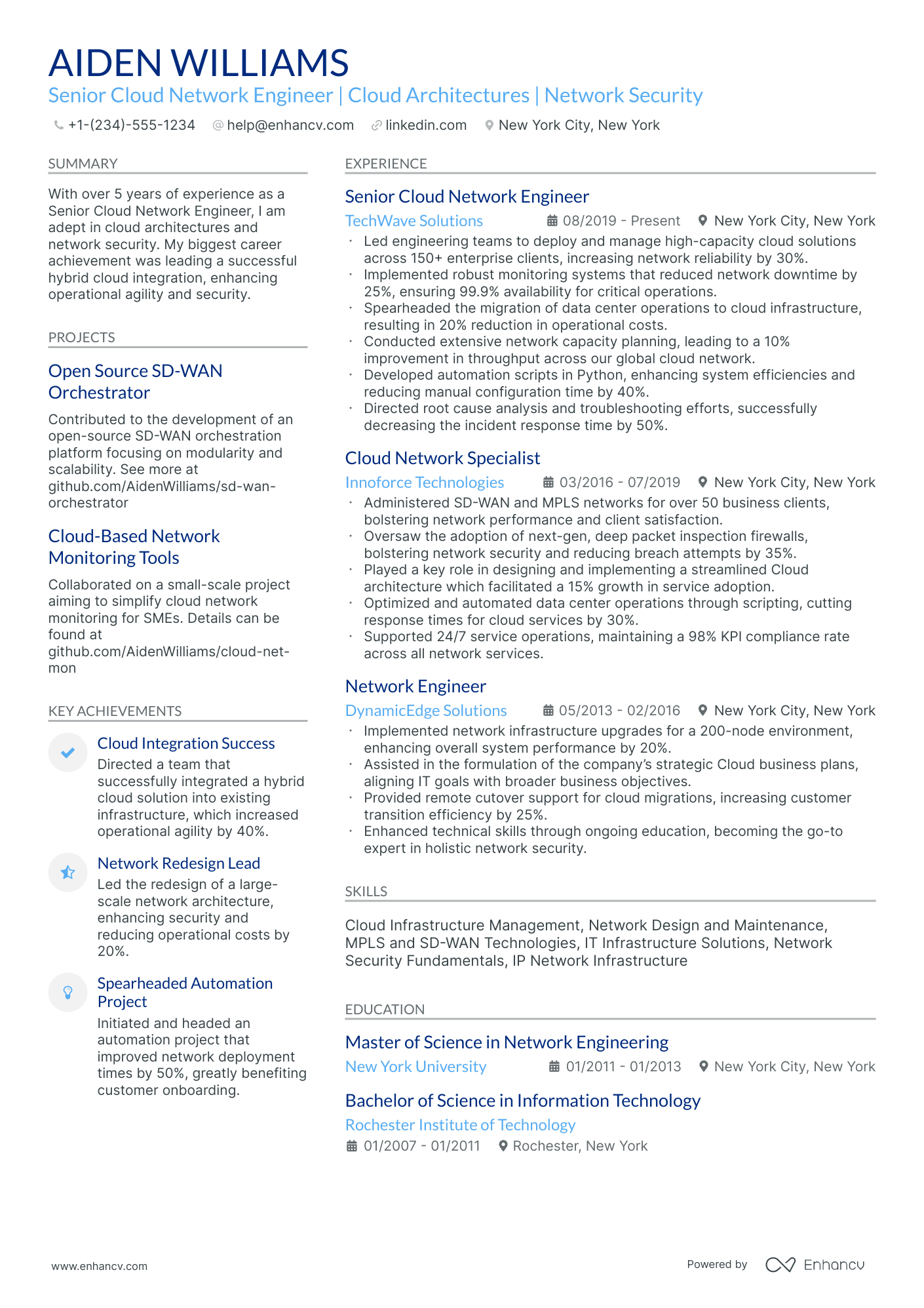 10 Cloud Network Engineer Resume Examples & Guide for 2026