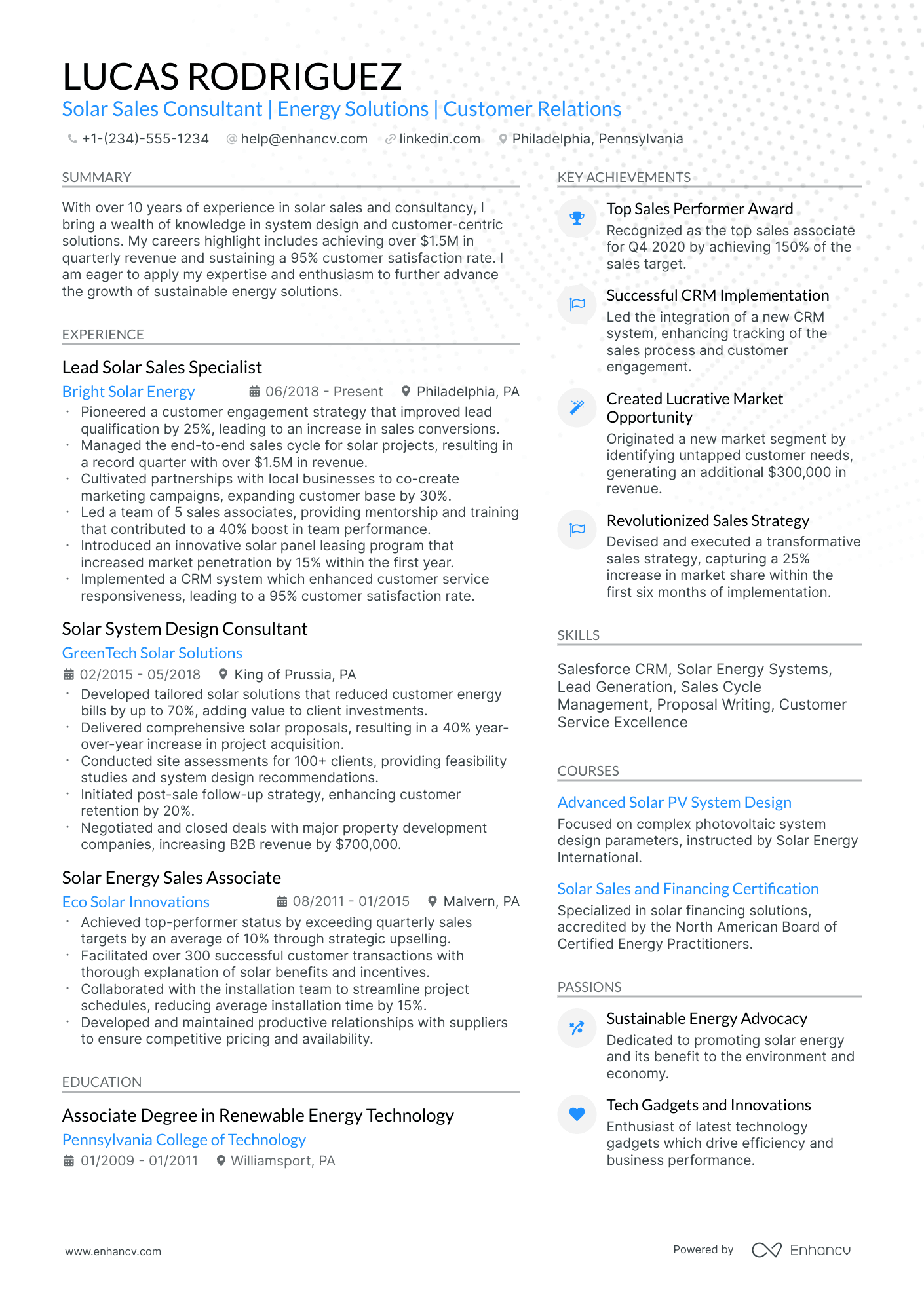 10 Solar Sales Resume Examples & Guide for 2026
