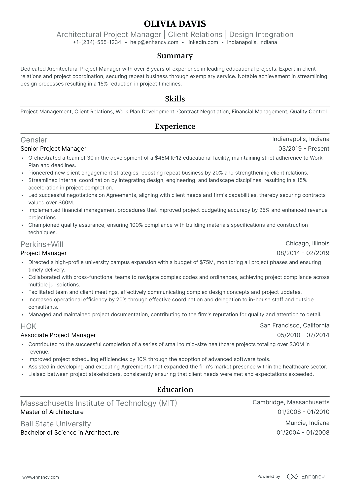 10 Architectural Project Manager Resume Examples & Guide for 2026