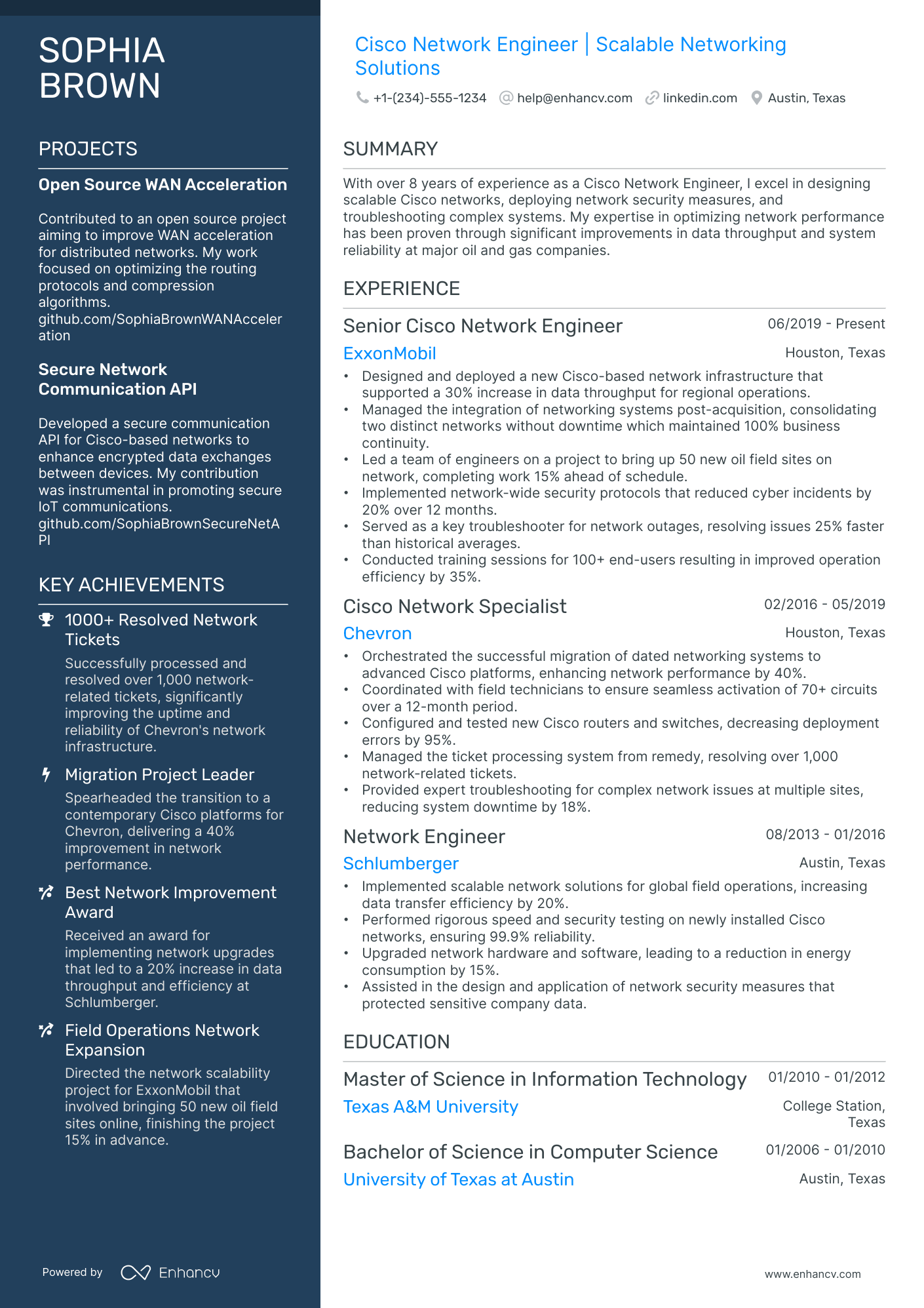 10 Cisco Network Engineer Resume Examples & Guide for 2025