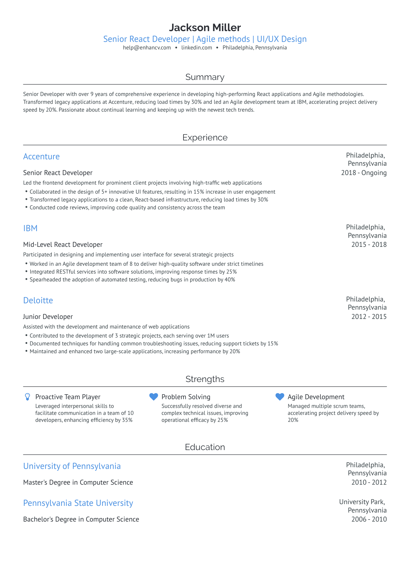 8 React Developer Resume Examples & Guide for 2024