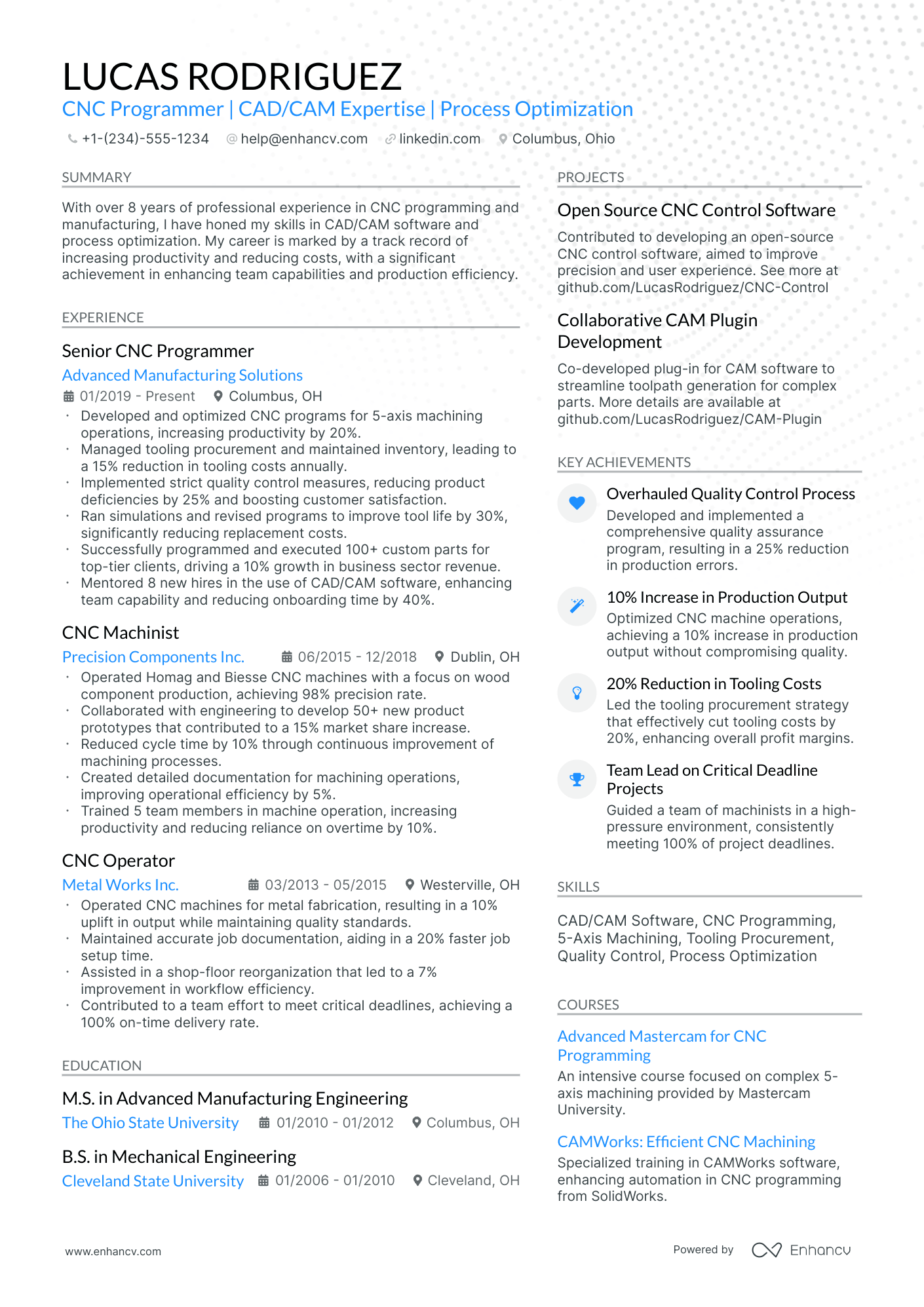 10 CNC Programmer Resume Examples & Guide for 2025