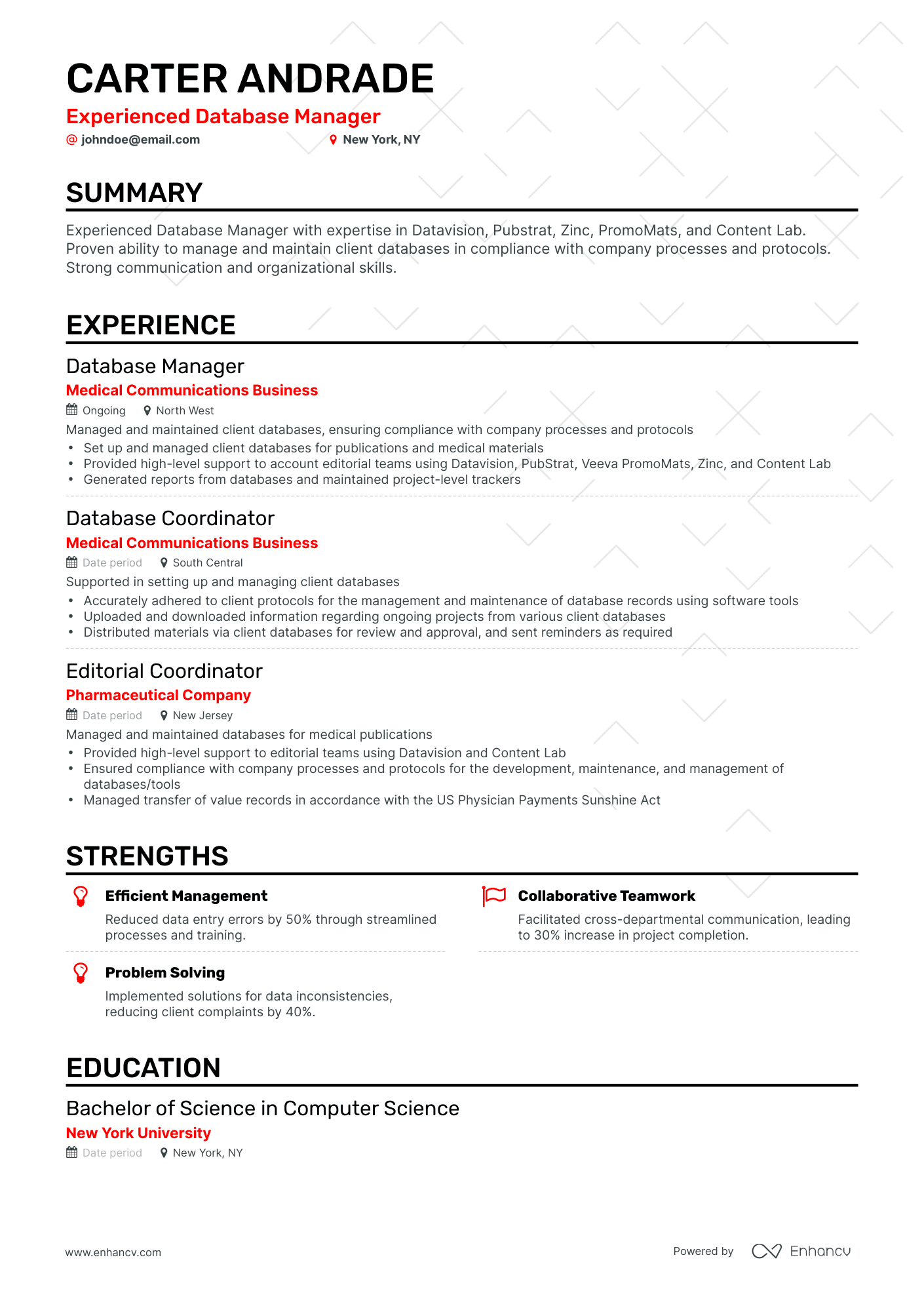 5 Database Manager Resume Examples & Guide for 2024