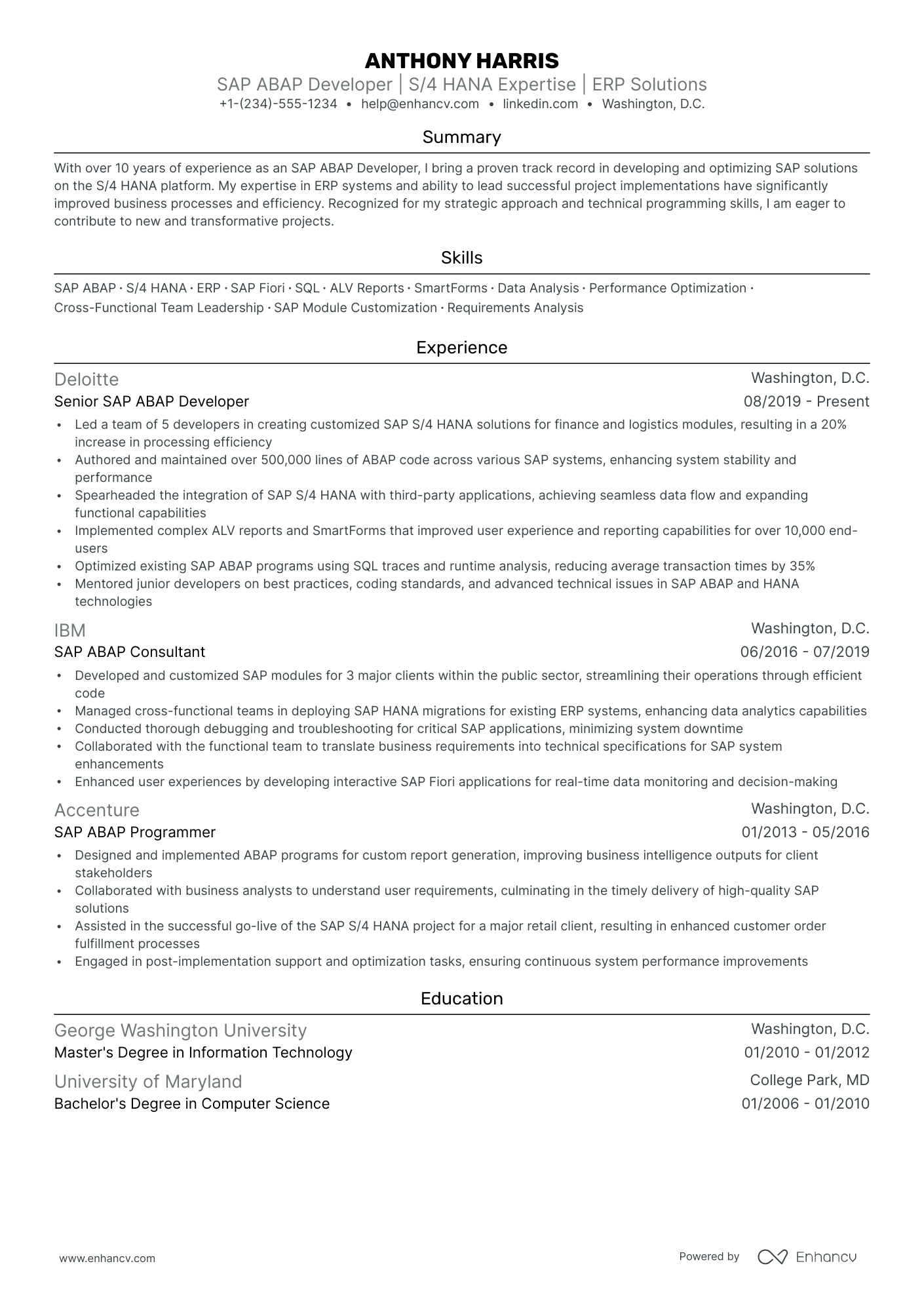 5 SAP Abap Developer Resume Examples & Guide for 2024